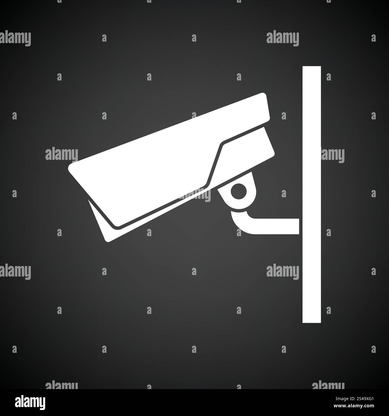 Security camera icon. Black background with white. Vector illustration ...
