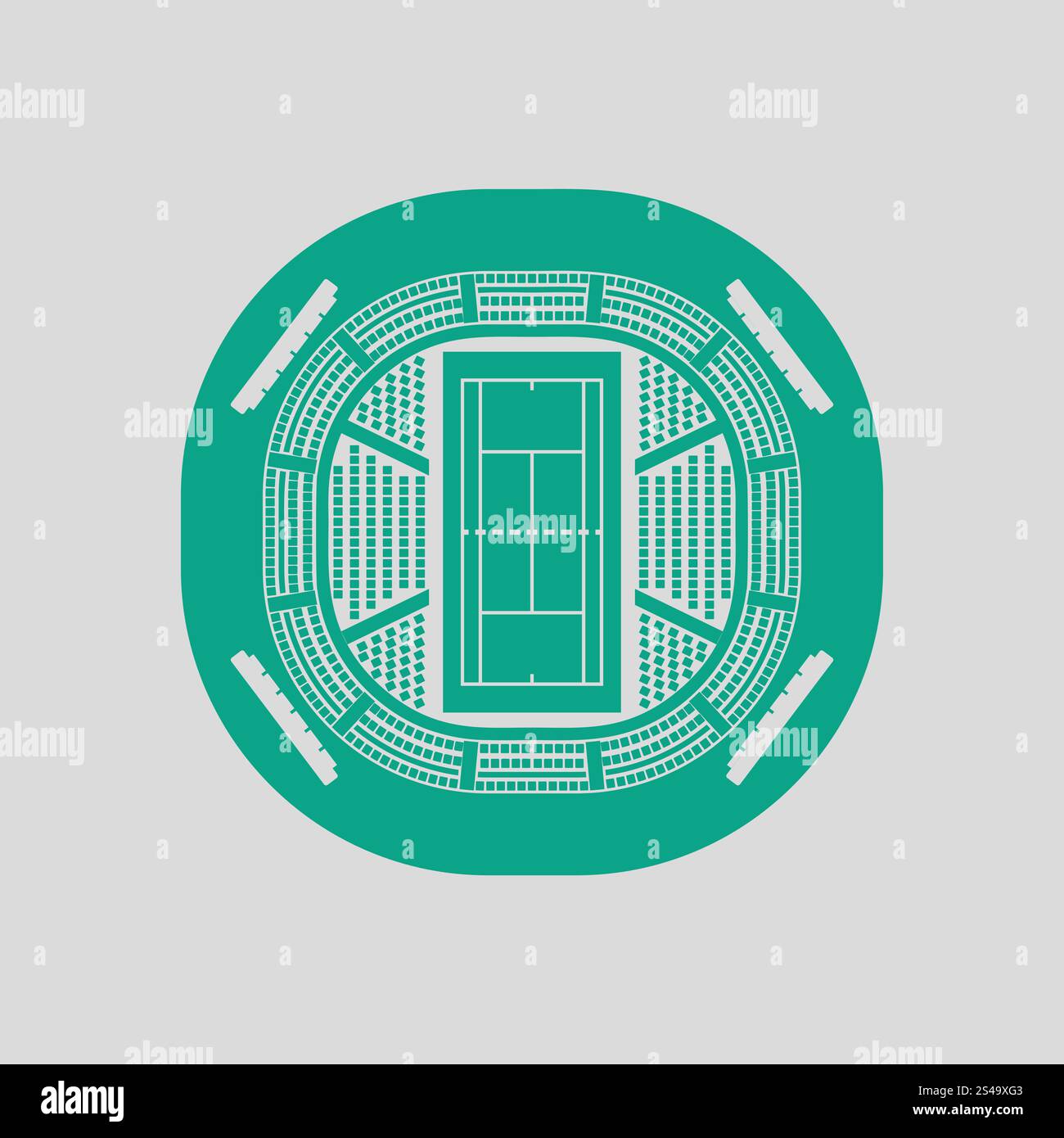 Tennis stadium aerial view icon. Gray background with green. Vector ...