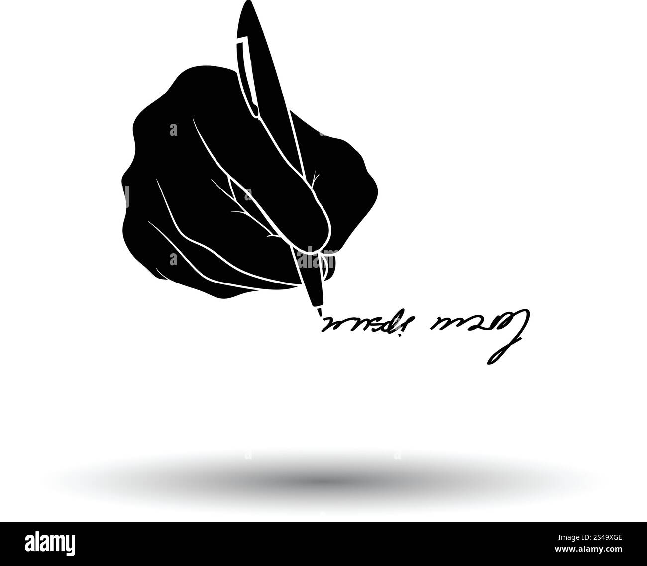 Signing hand icon. White background with shadow design. Vector ...