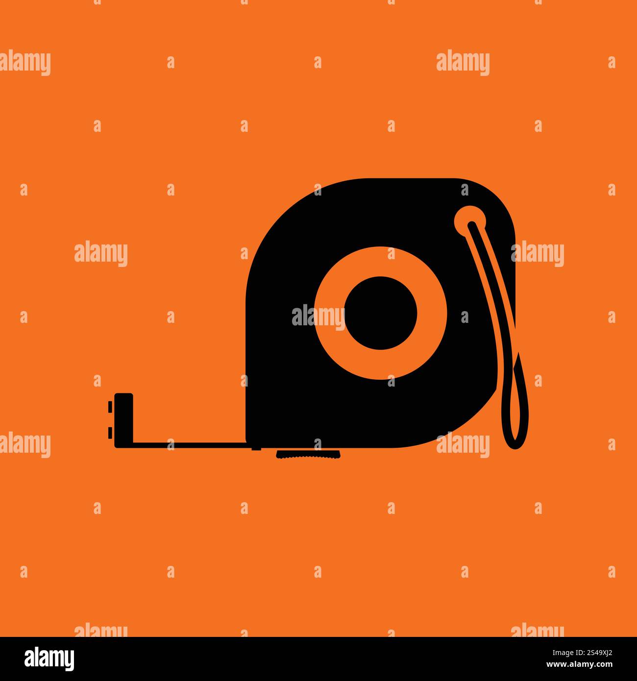 Icon of constriction tape measure. Orange background with black. Vector ...