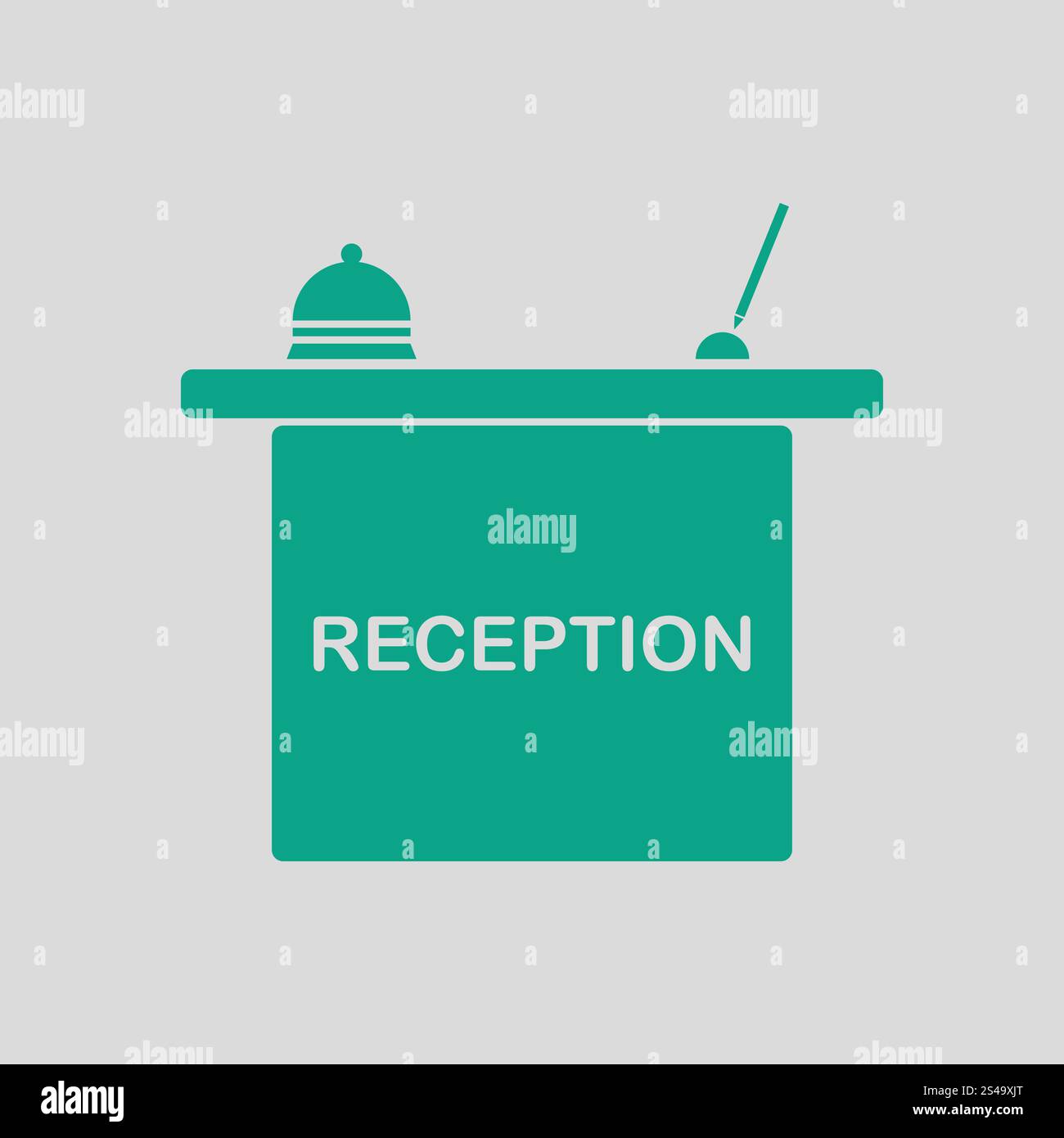 Hotel reception desk icon. Gray background with green. Vector ...