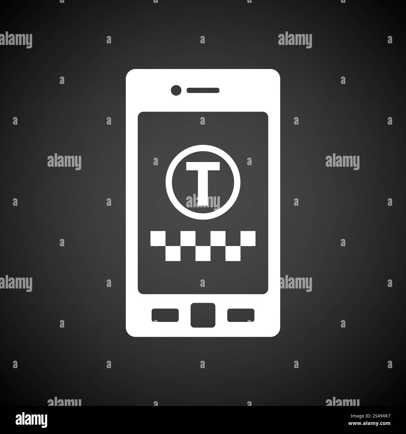 Taxi service mobile application icon. Black background with white ...