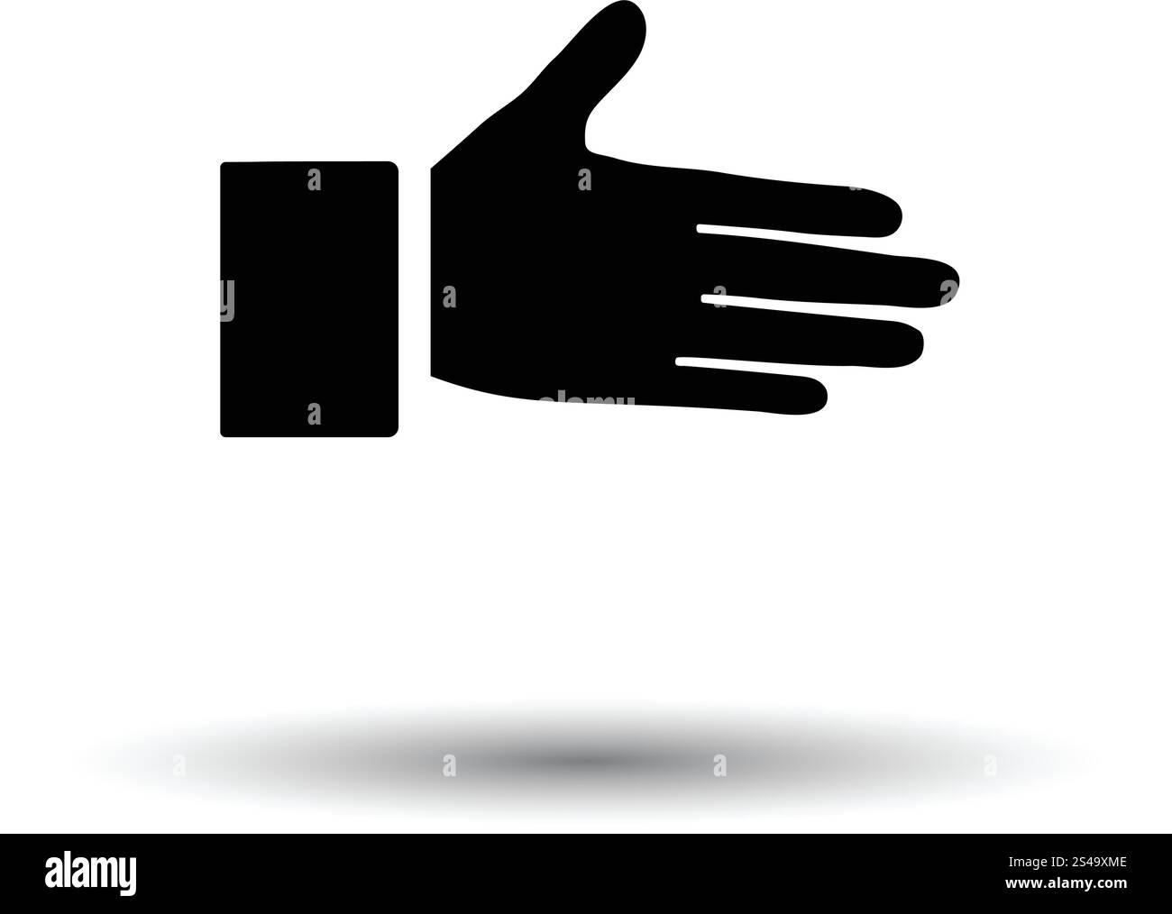 Open hend icon. White background with shadow design. Vector ...