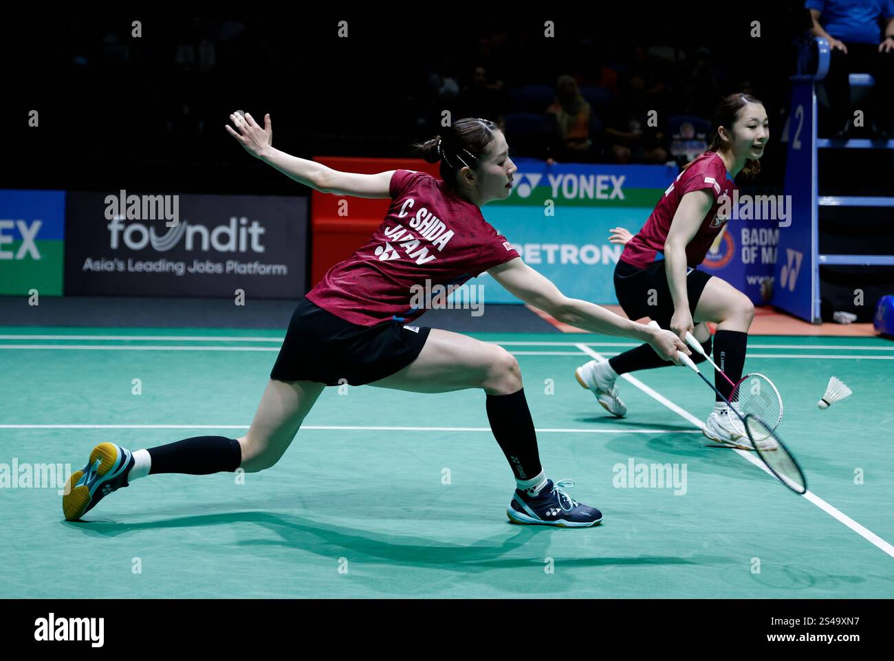 Kuala Lumpur, Malaysia. 10th Jan, 2025. Misaki Matsutomo and Chiharu Shida (L) of Japan play ...