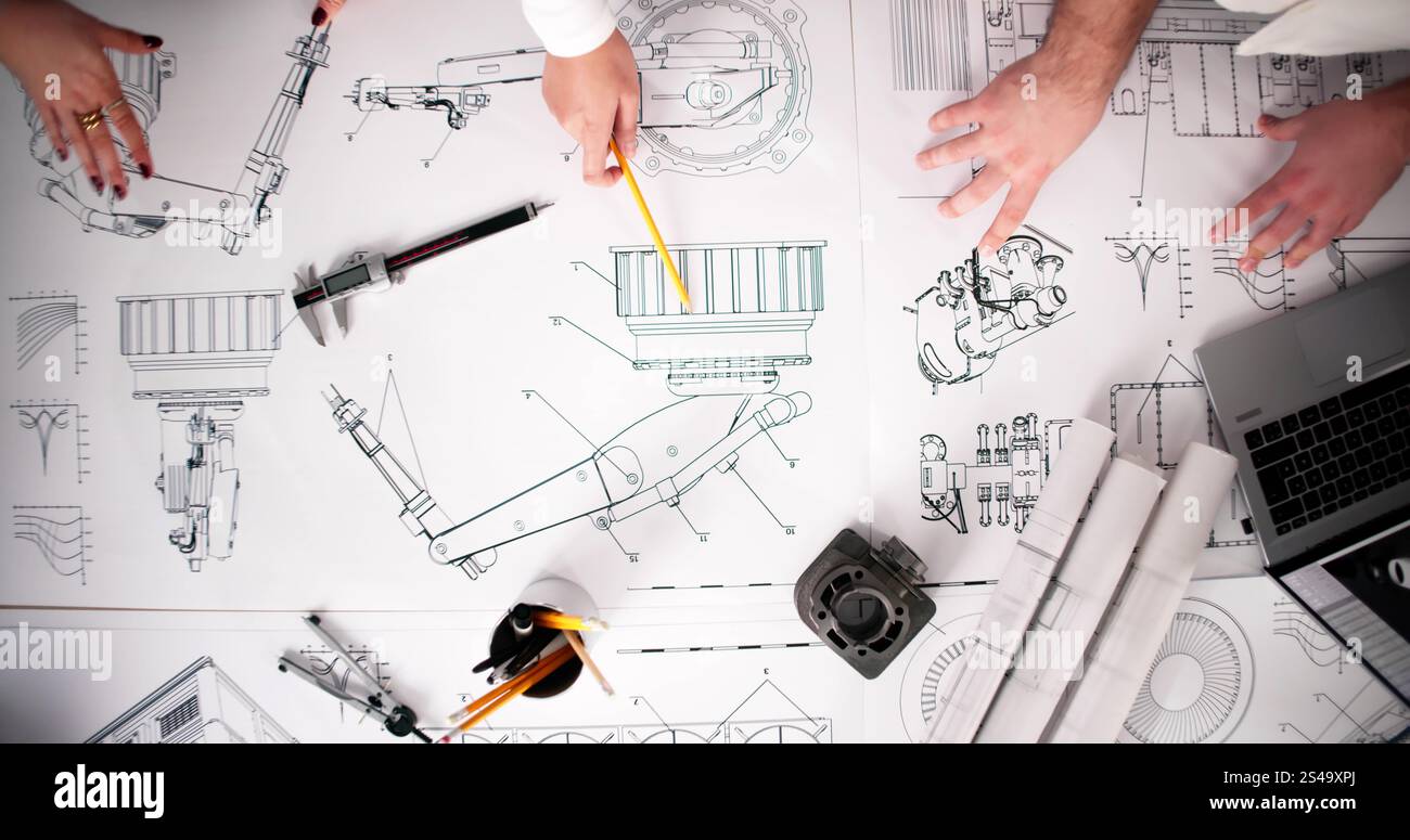 Mechanical Part Design Blueprint. Technical Document Paper Stock Photo ...