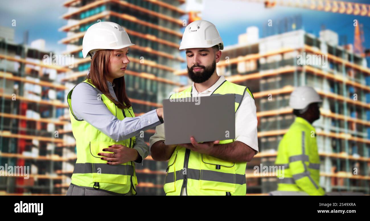 OSHA Inspection Worker At Construction Site. Building Safety Stock ...