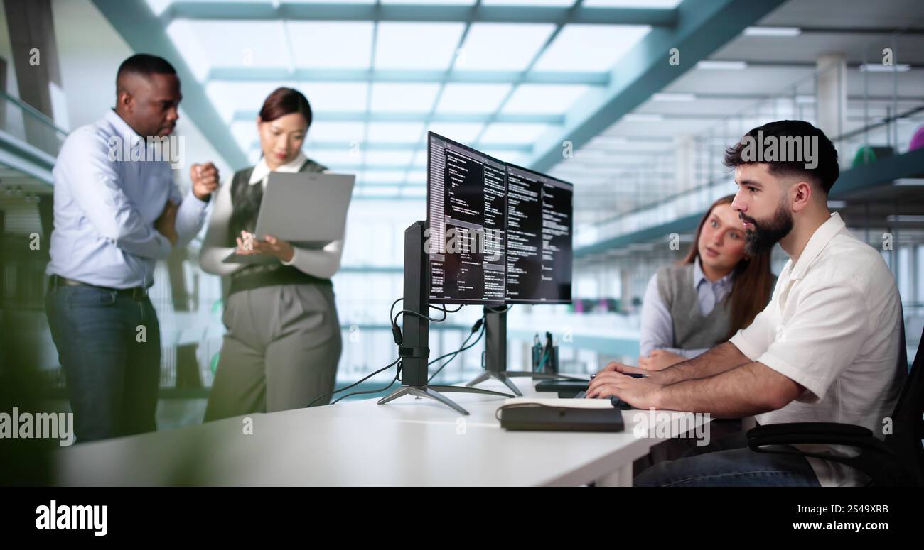 Software Engineer Developer Using Desktop Computer. Coding On PC Stock ...