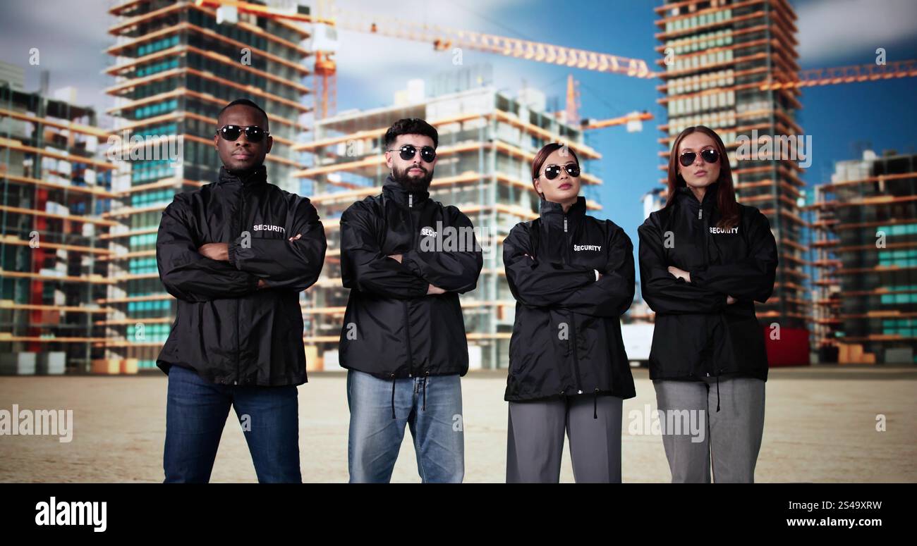 Security Guard And Building Construction Site. Safety Business Stock ...