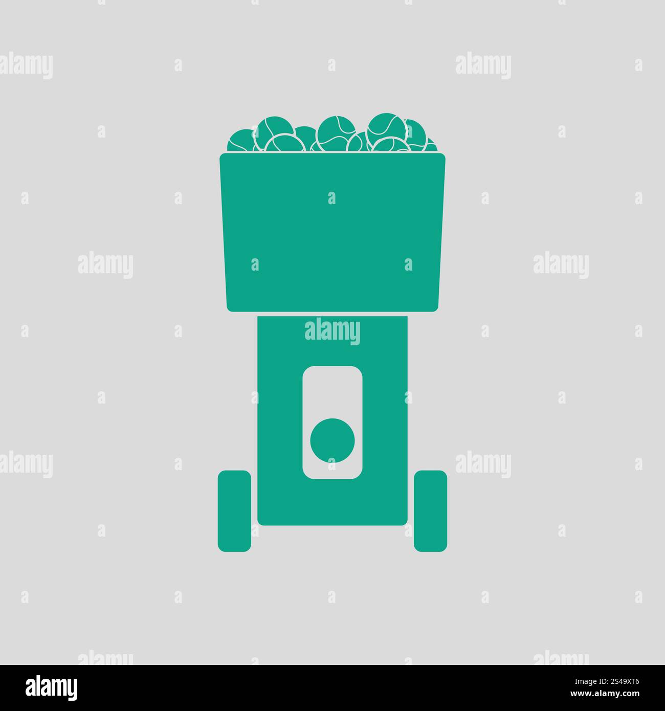 Tennis serve ball machine icon. Gray background with green. Vector ...