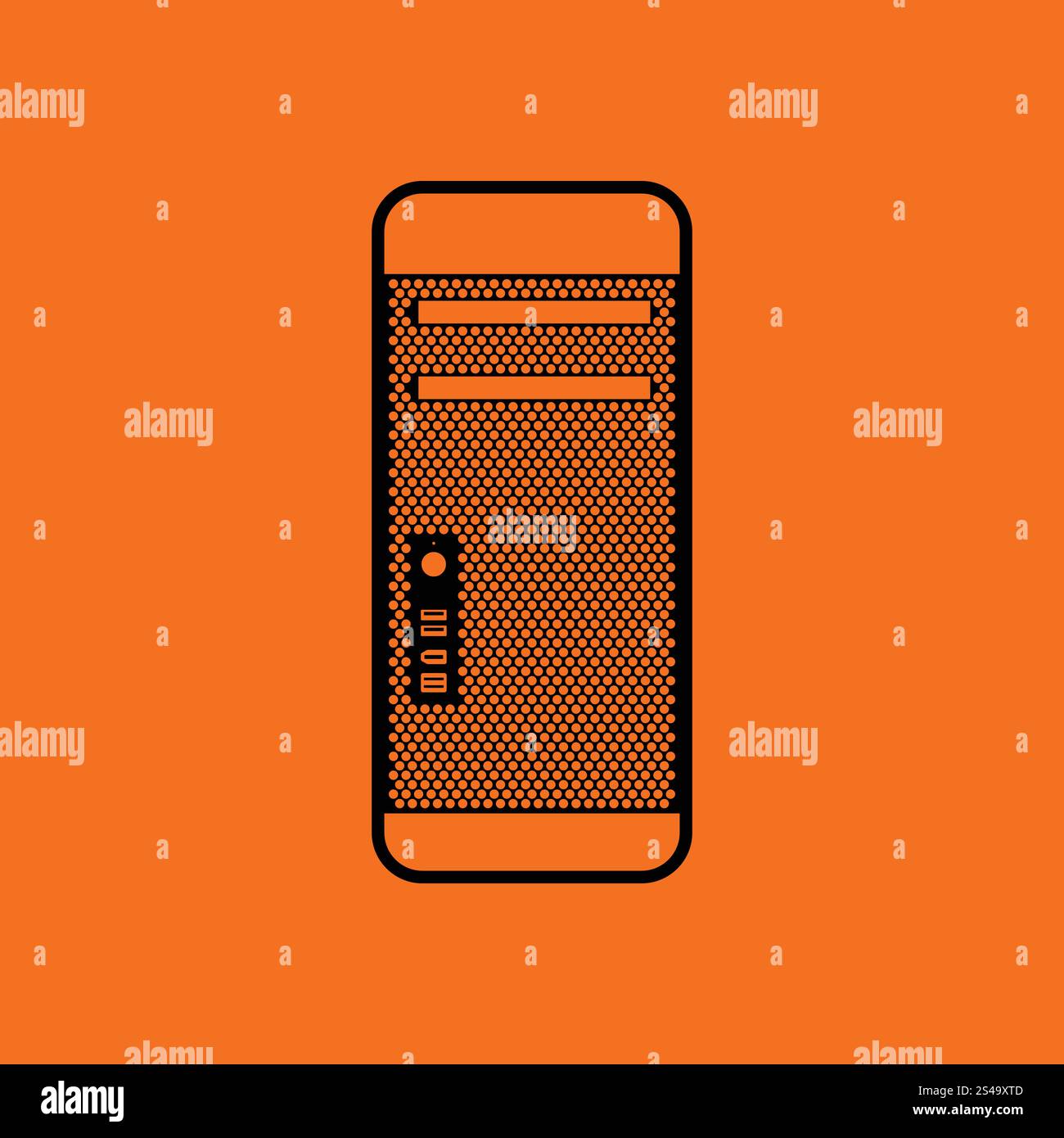 System unit icon. Orange background with black. Vector illustration ...