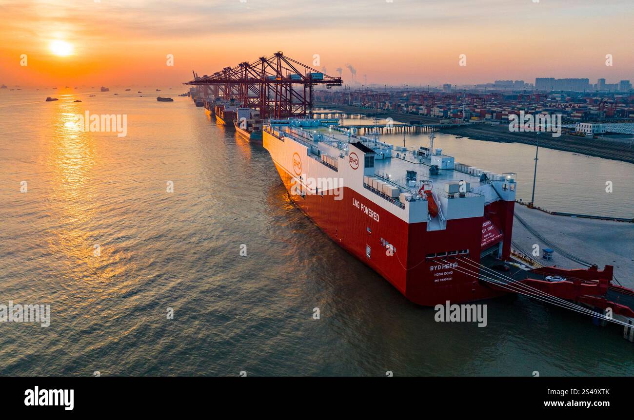 SUZHOU, CHINA - JANUARY 11, 2025 - A ro-ro ship of clean energy ...