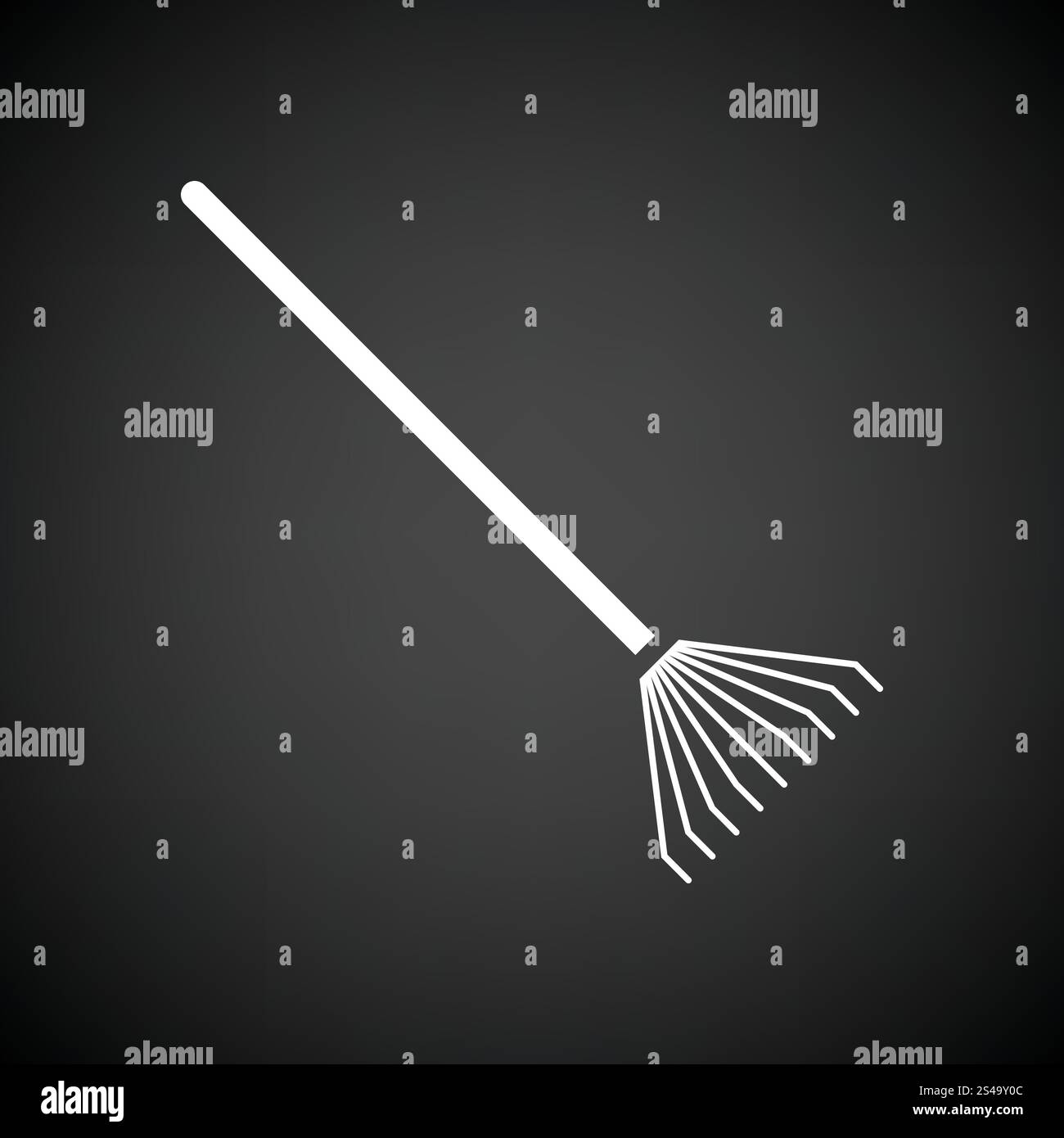 Rake icon. Black background with white. Vector illustration Stock ...