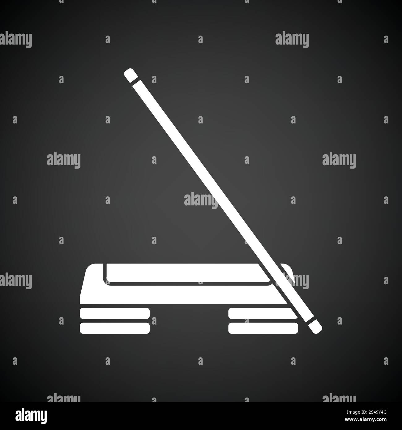 Step board and stick icon. Black background with white. Vector ...