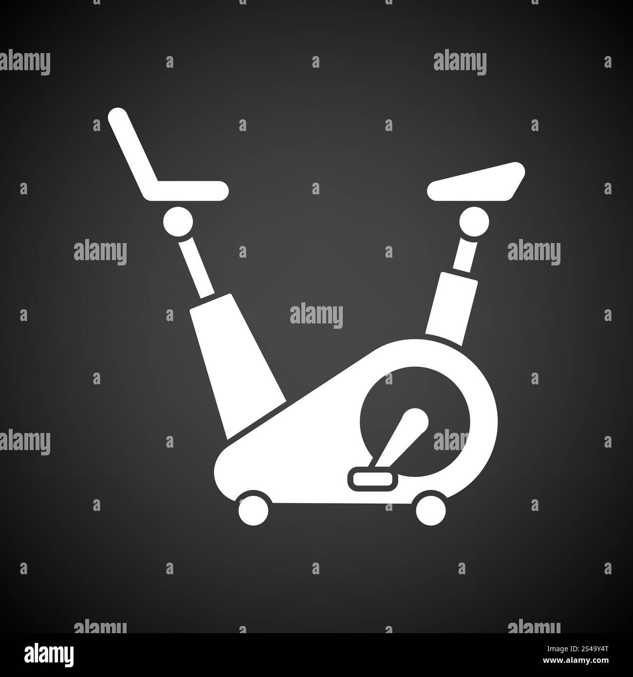 Exercise bicycle icon. Black background with white. Vector illustration ...