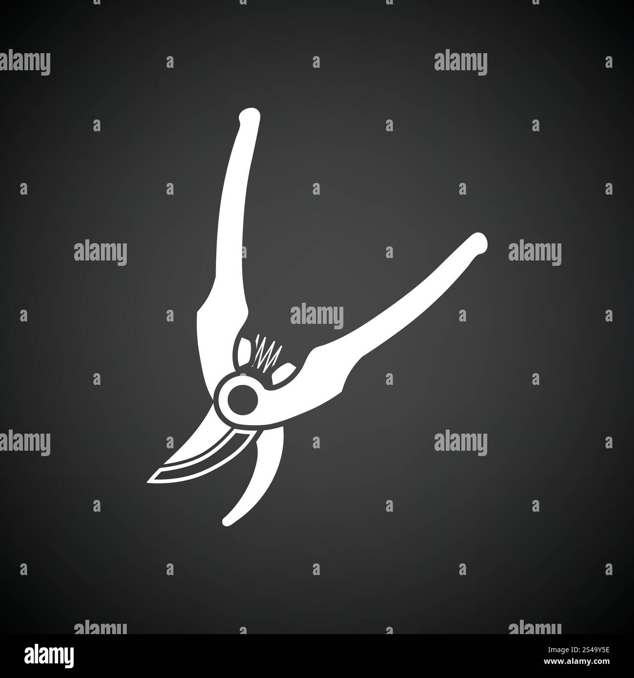 Garden scissors icon. Black background with white. Vector illustration ...