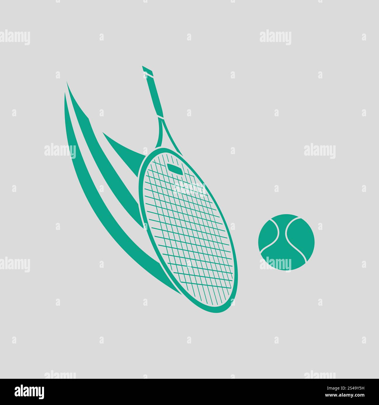 Tennis racket hitting a ball icon. Gray background with green. Vector ...