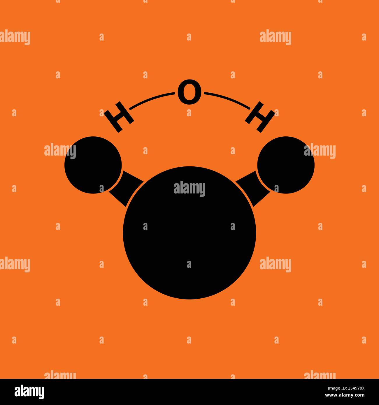 Icon of chemical molecule water. Orange background with black. Vector ...