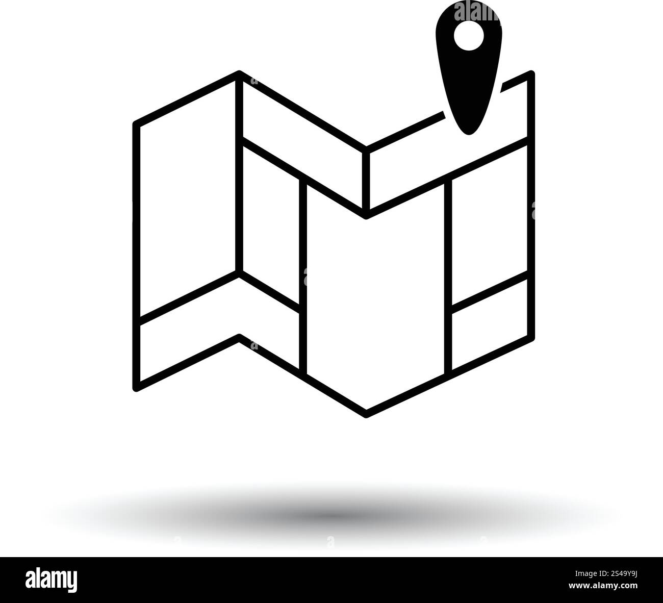 Navigation map icon. White background with shadow design. Vector ...