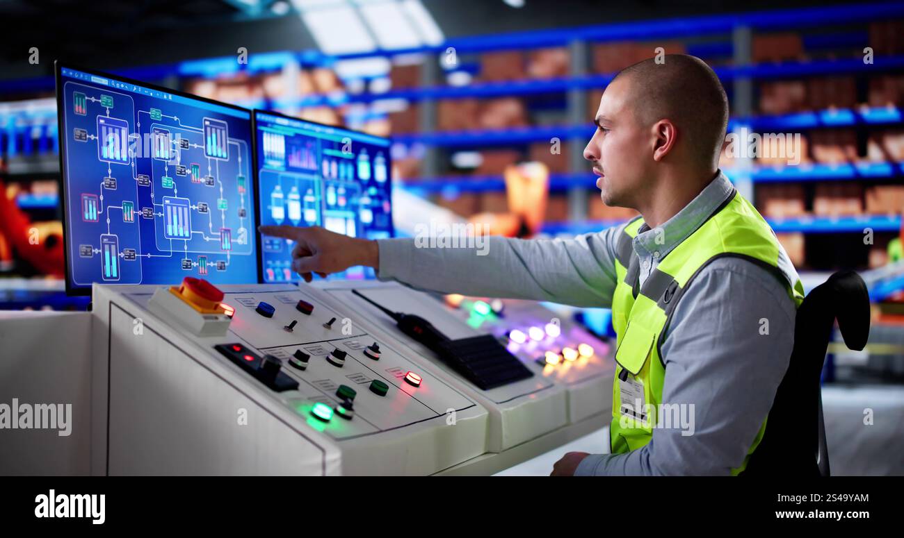 Warehouse Management On Computer. Supplier And Distribution Software ...