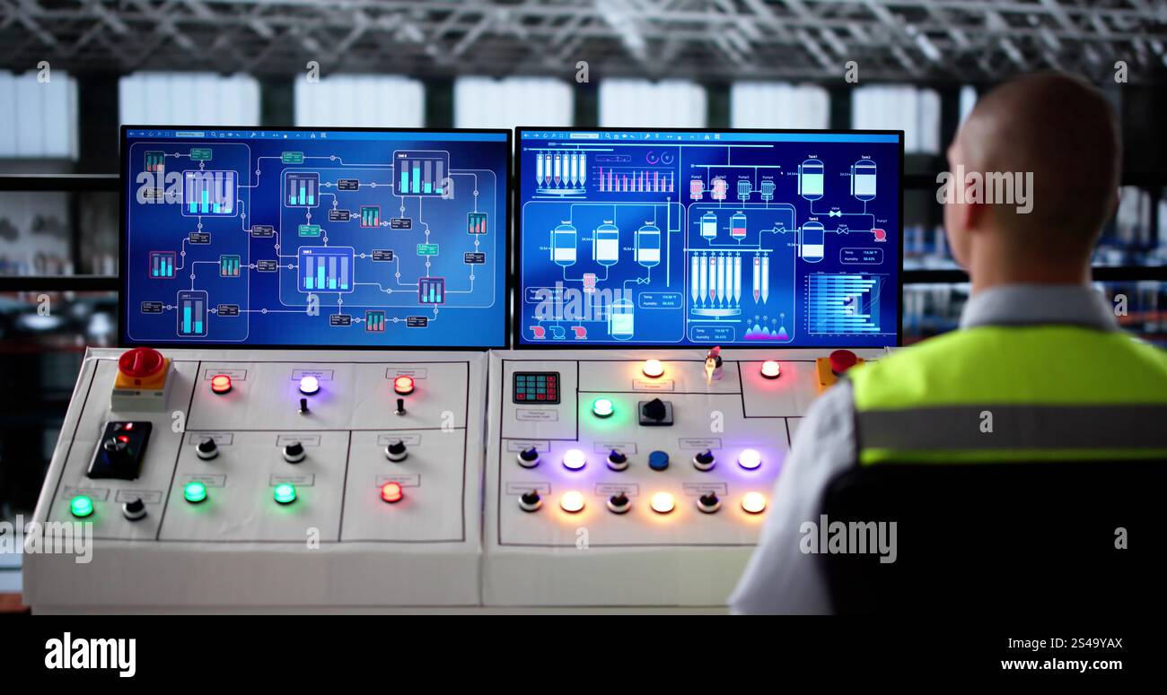 Scada Control Technology At Wine Fermentation Factory Stock Photo - Alamy
