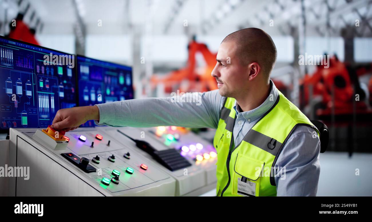 Scada Desktop Software On Computer At Car Manufacturing Line Stock ...