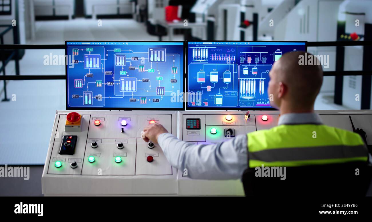 Engineer Operators Using Scada System At Industrial Plant Stock Photo ...