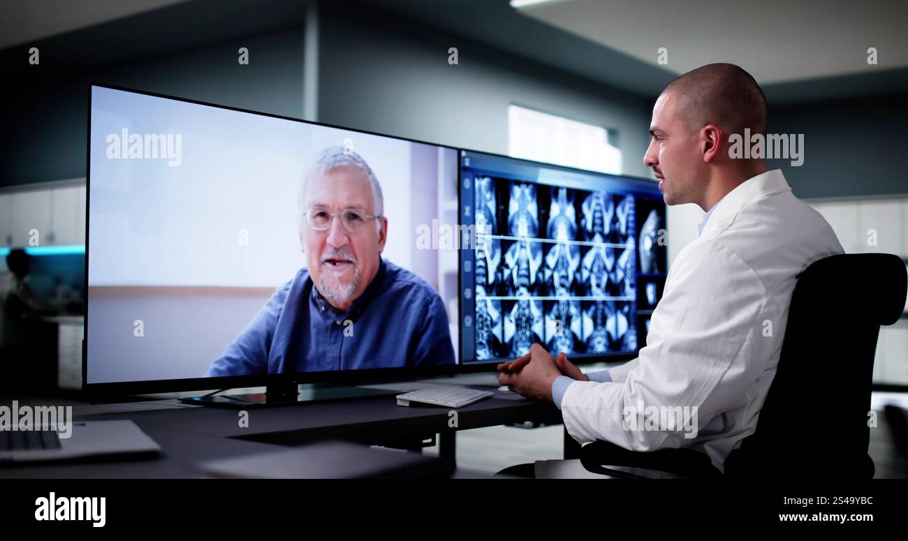 Medical Doctor Video Conference Technology And Online Elearning Stock ...