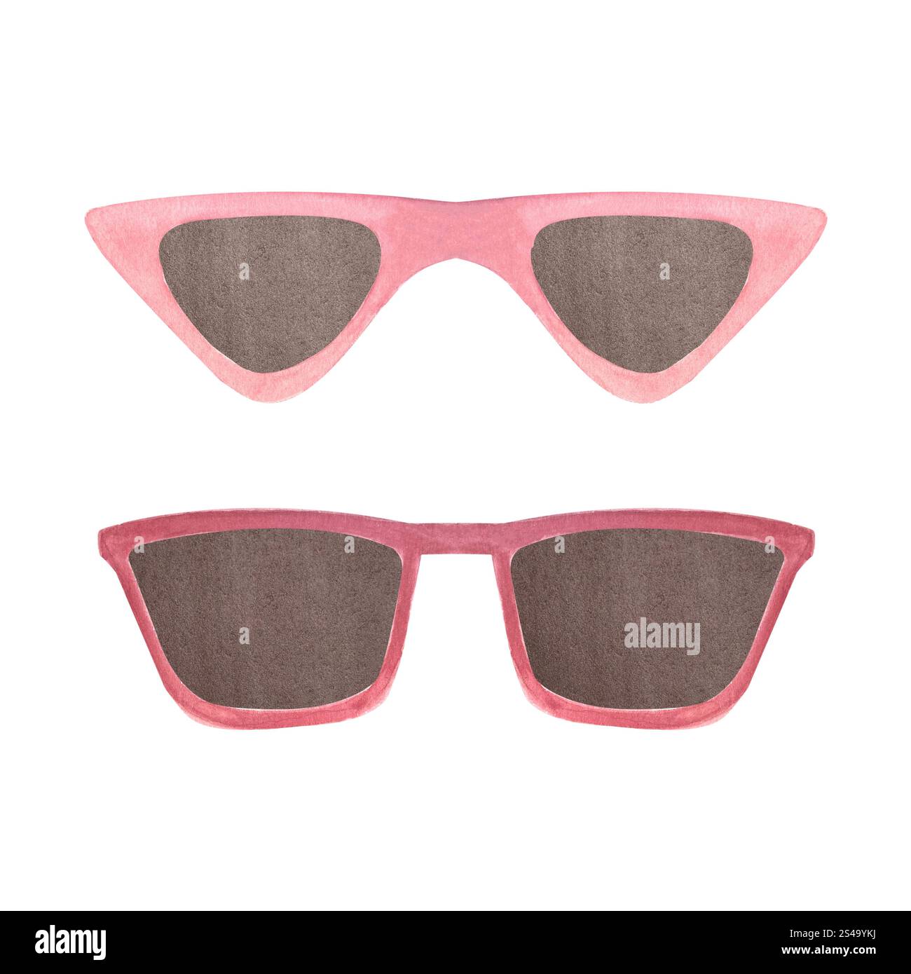 Sunglasses Cat-eye and rectangle shape pink watercolor illustration set ...