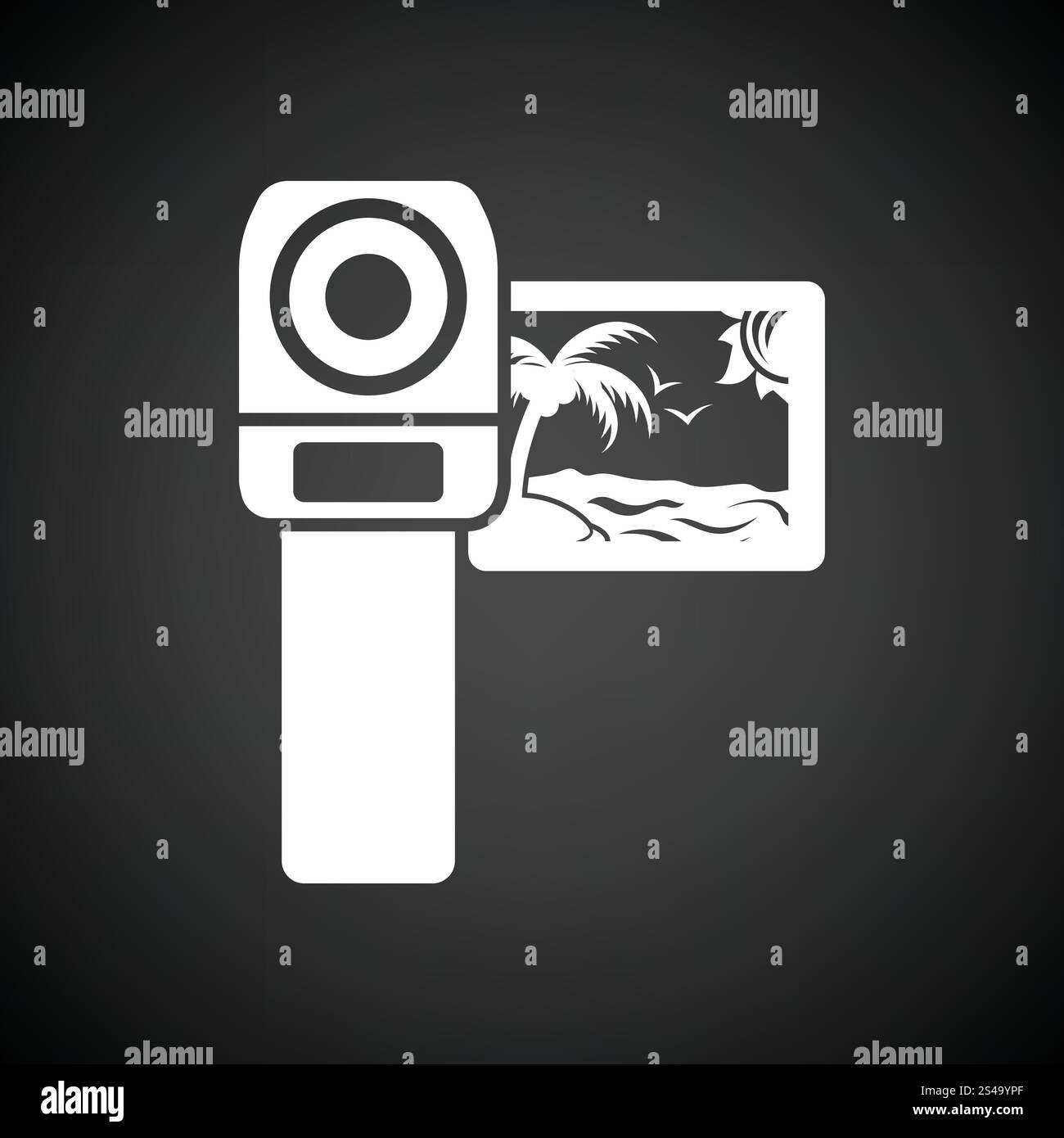 Video camera icon. Black background with white. Vector illustration ...