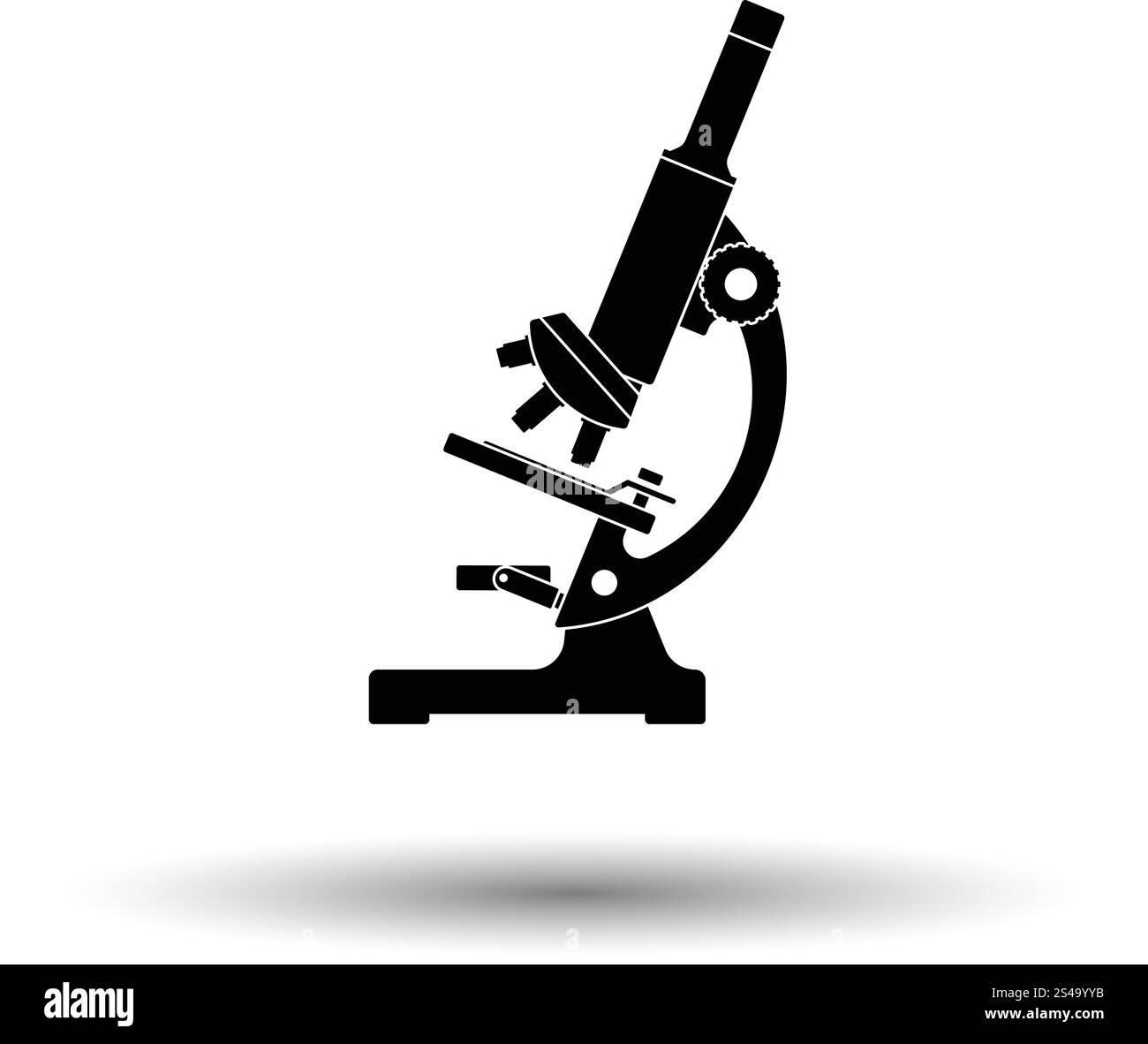 Icon of chemistry microscope. White background with shadow design ...