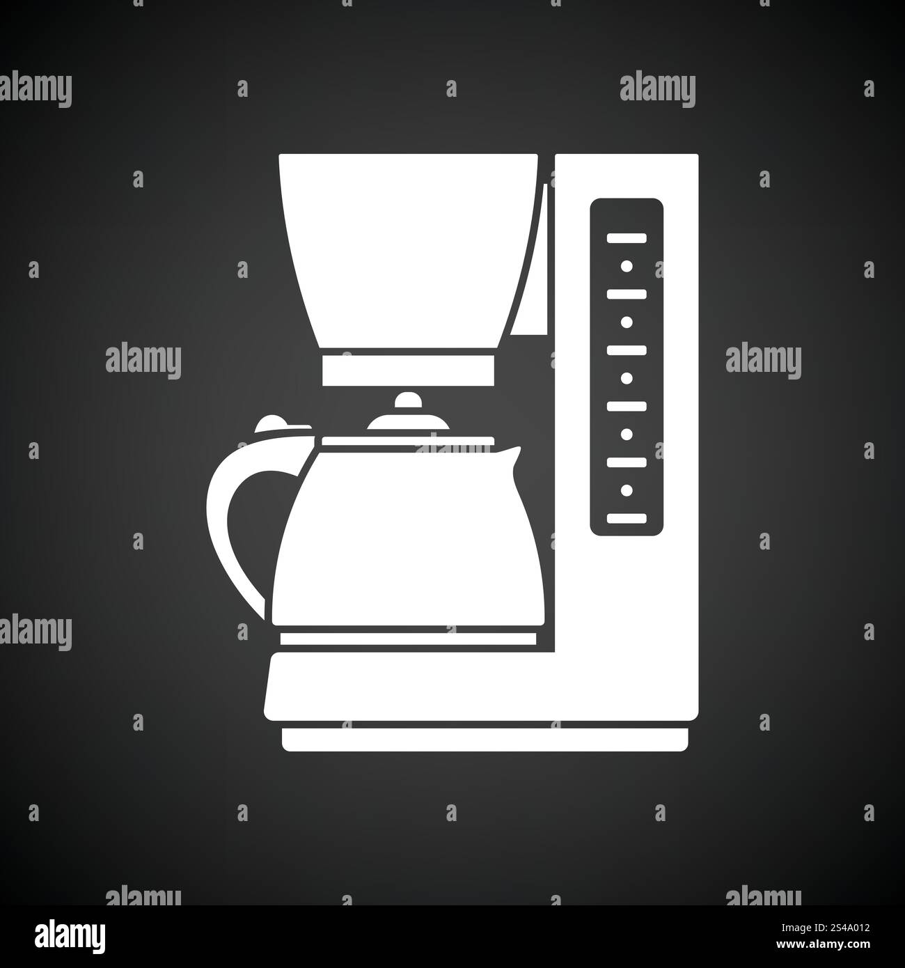 Kitchen coffee machine icon. Black background with white. Vector ...