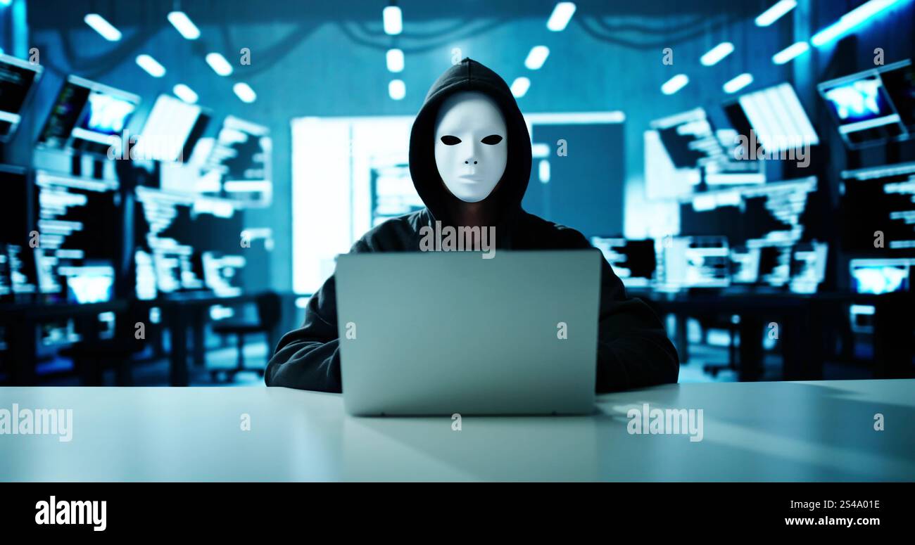 Cyber Security Risk. Thief Man Hacking Data Stock Photo - Alamy