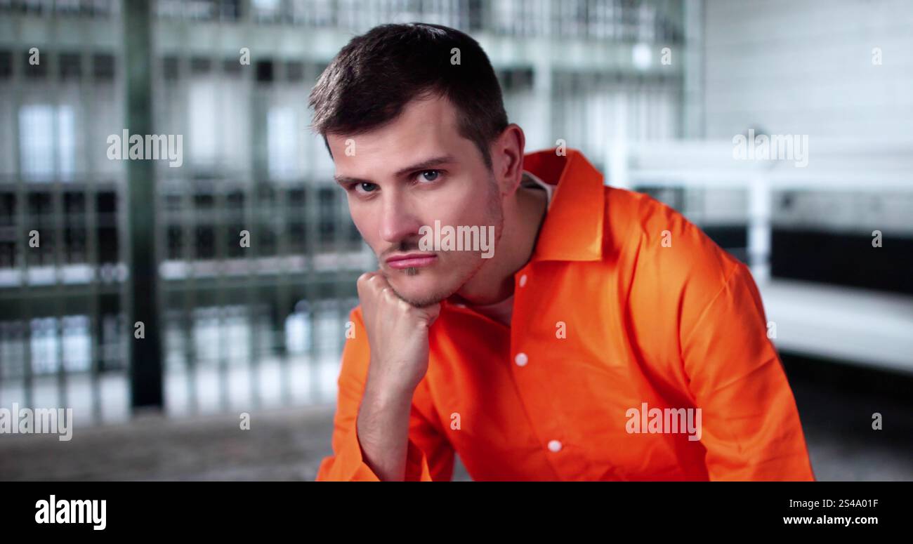 Prisoner Behind Bars In Jail Cell. Crime Punishment And Criminal ...