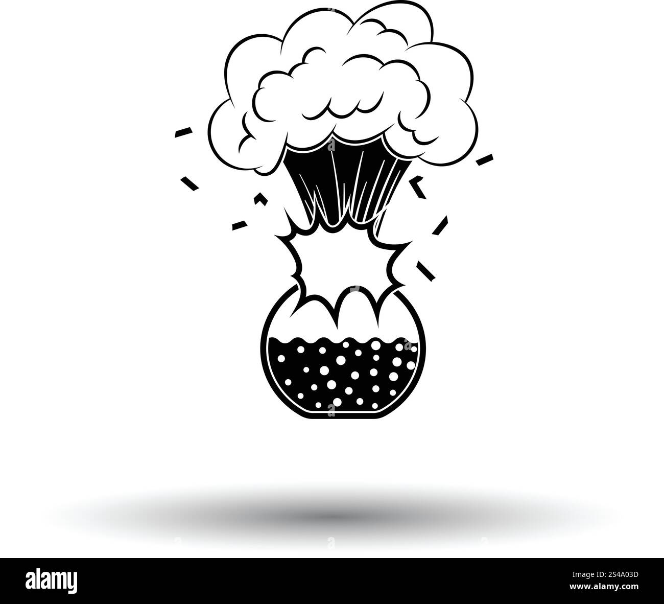 Icon explosion of chemistry flask. White background with shadow design ...