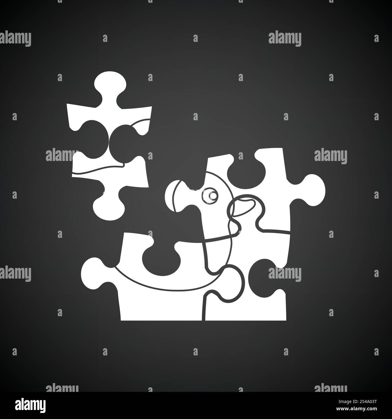 Baby puzzle ico. Black background with white. Vector illustration Stock ...
