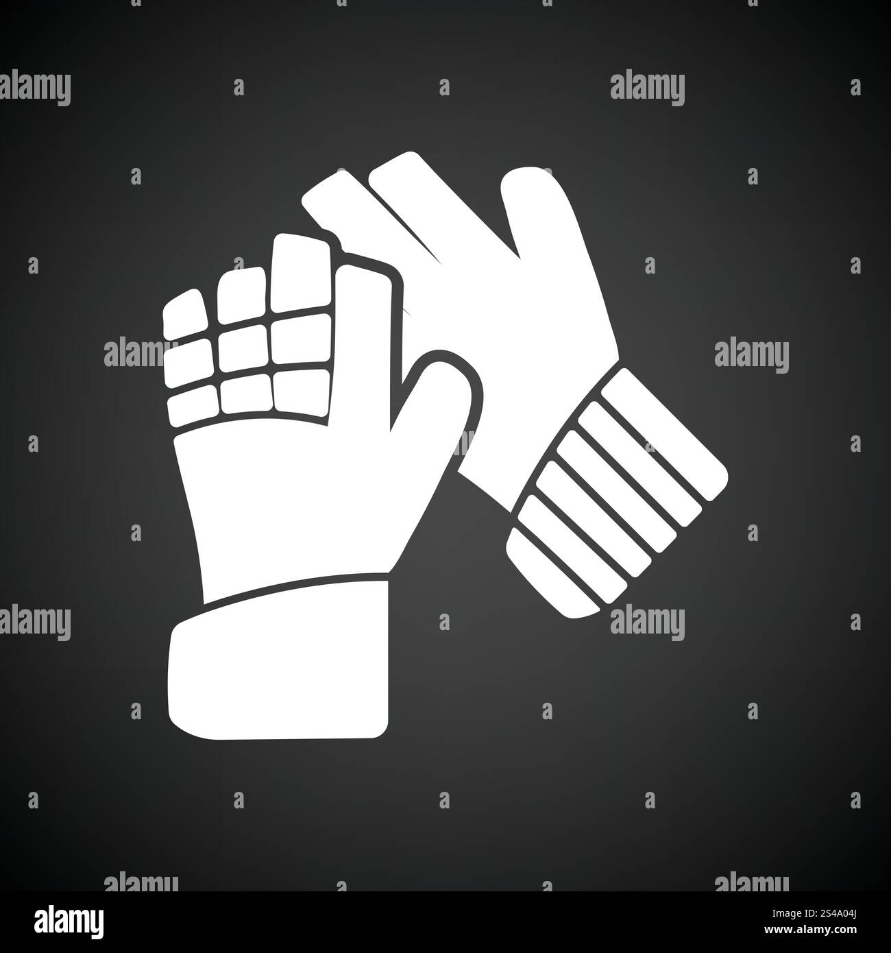 Soccer goalkeeper gloves icon. Black background with white. Vector ...
