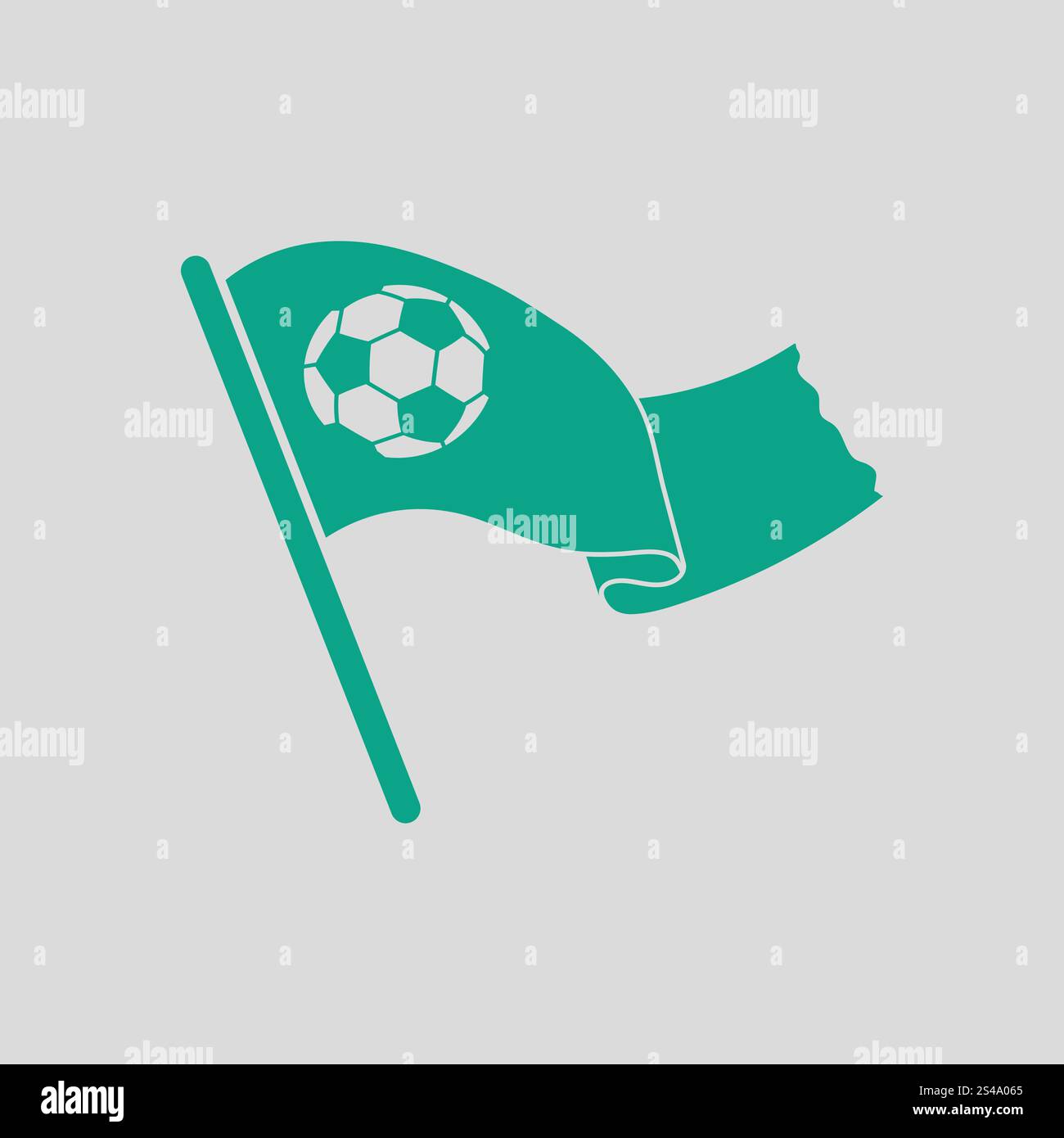 Football fans waving flag with soccer ball icon. Gray background with ...