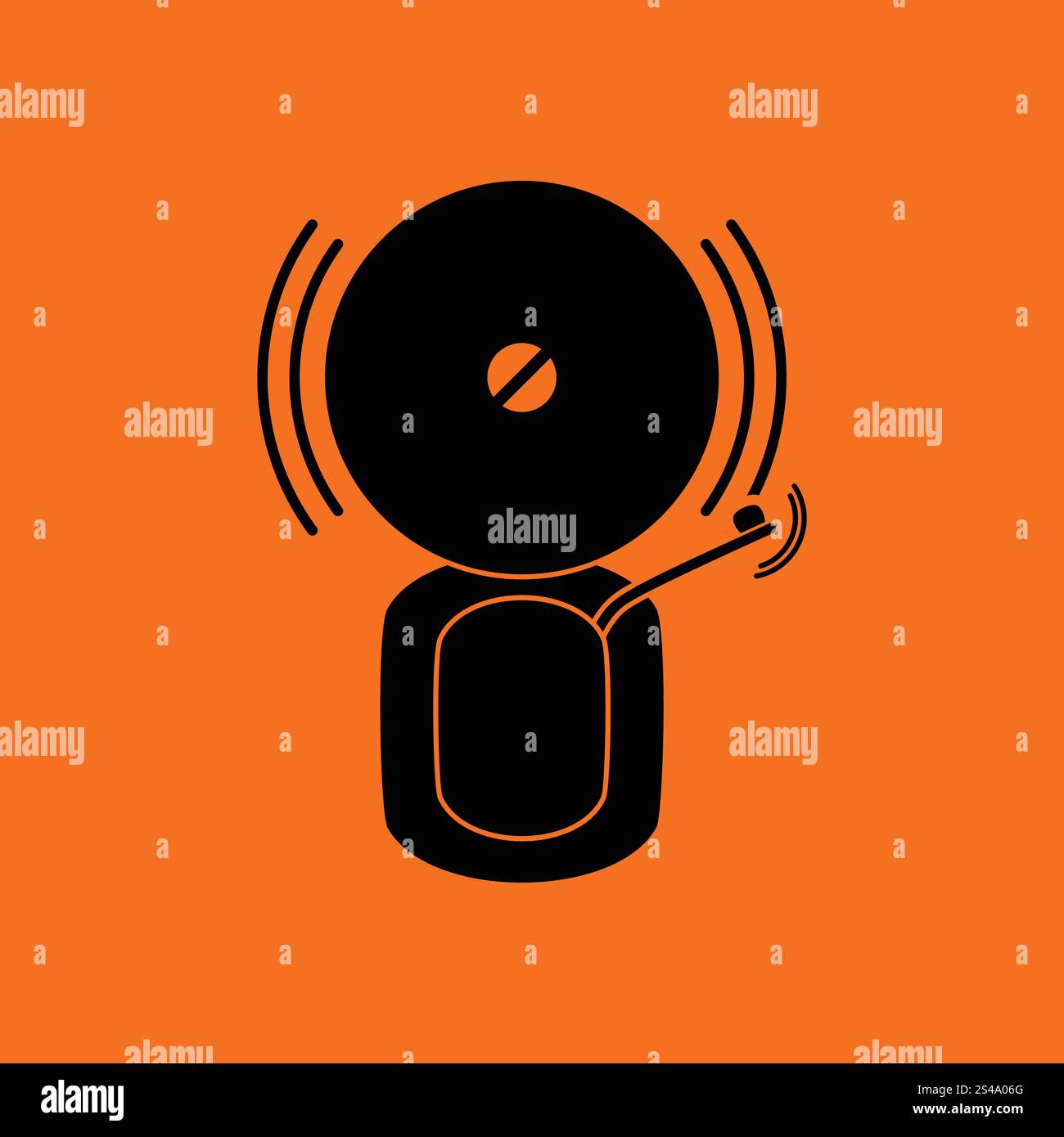 Fire alarm icon. Orange background with black. Vector illustration ...
