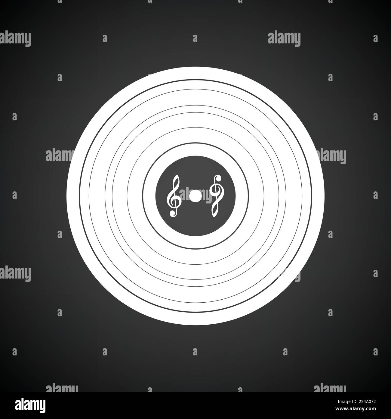 Analogue record icon. Black background with white. Vector illustration ...