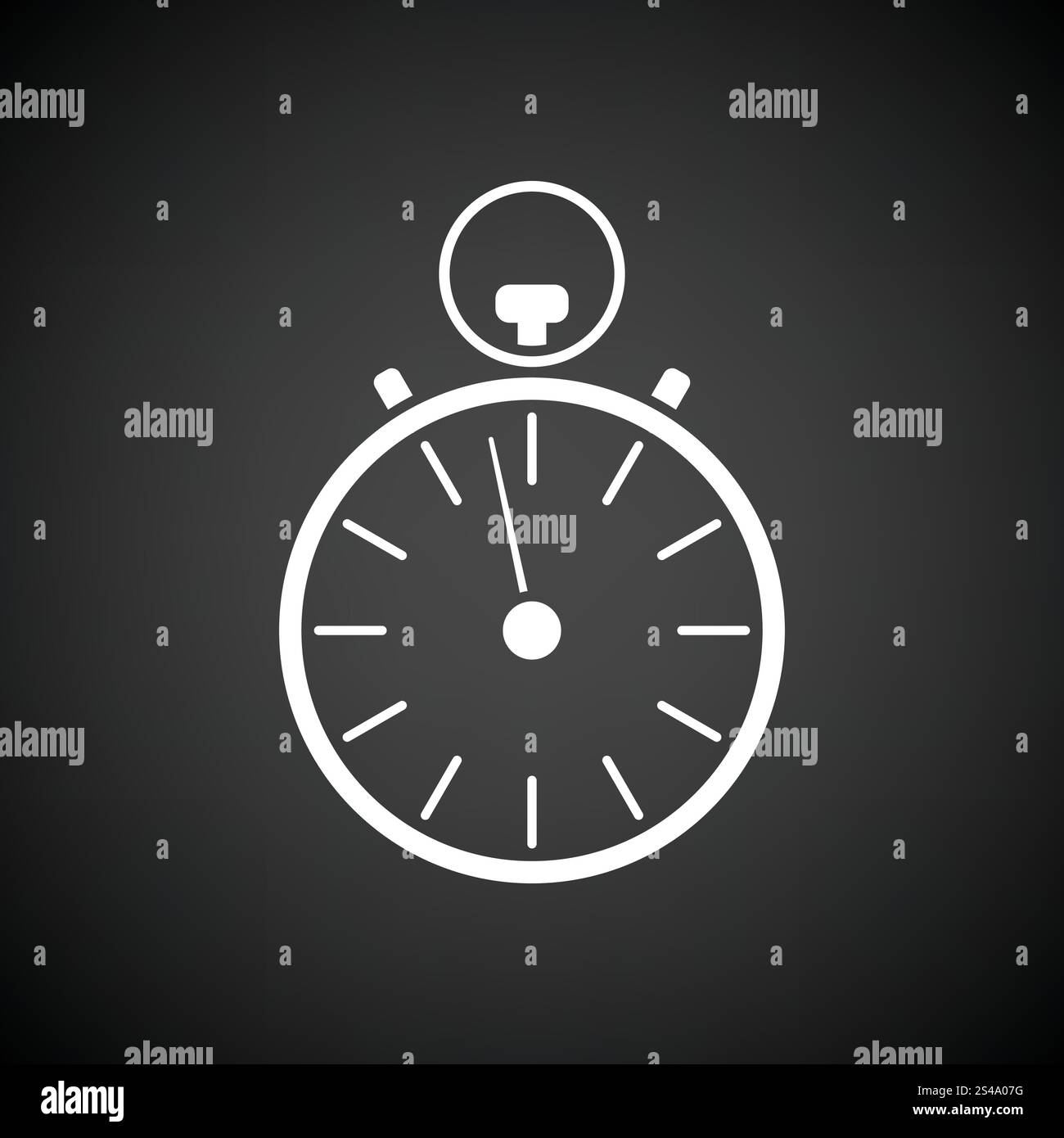 Stopwatch icon. Black background with white. Vector illustration Stock ...