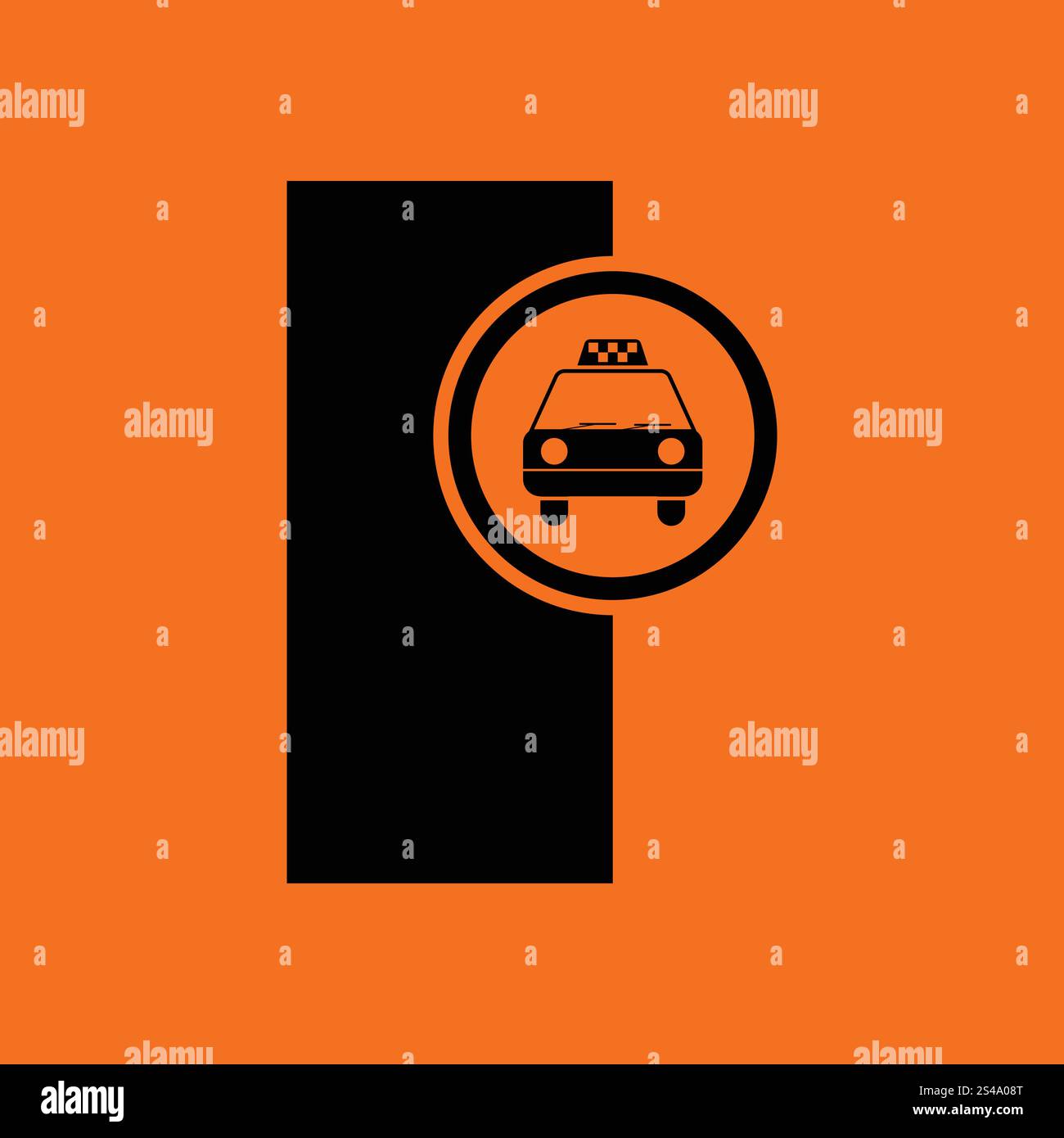 Taxi station icon. Orange background with black. Vector illustration ...