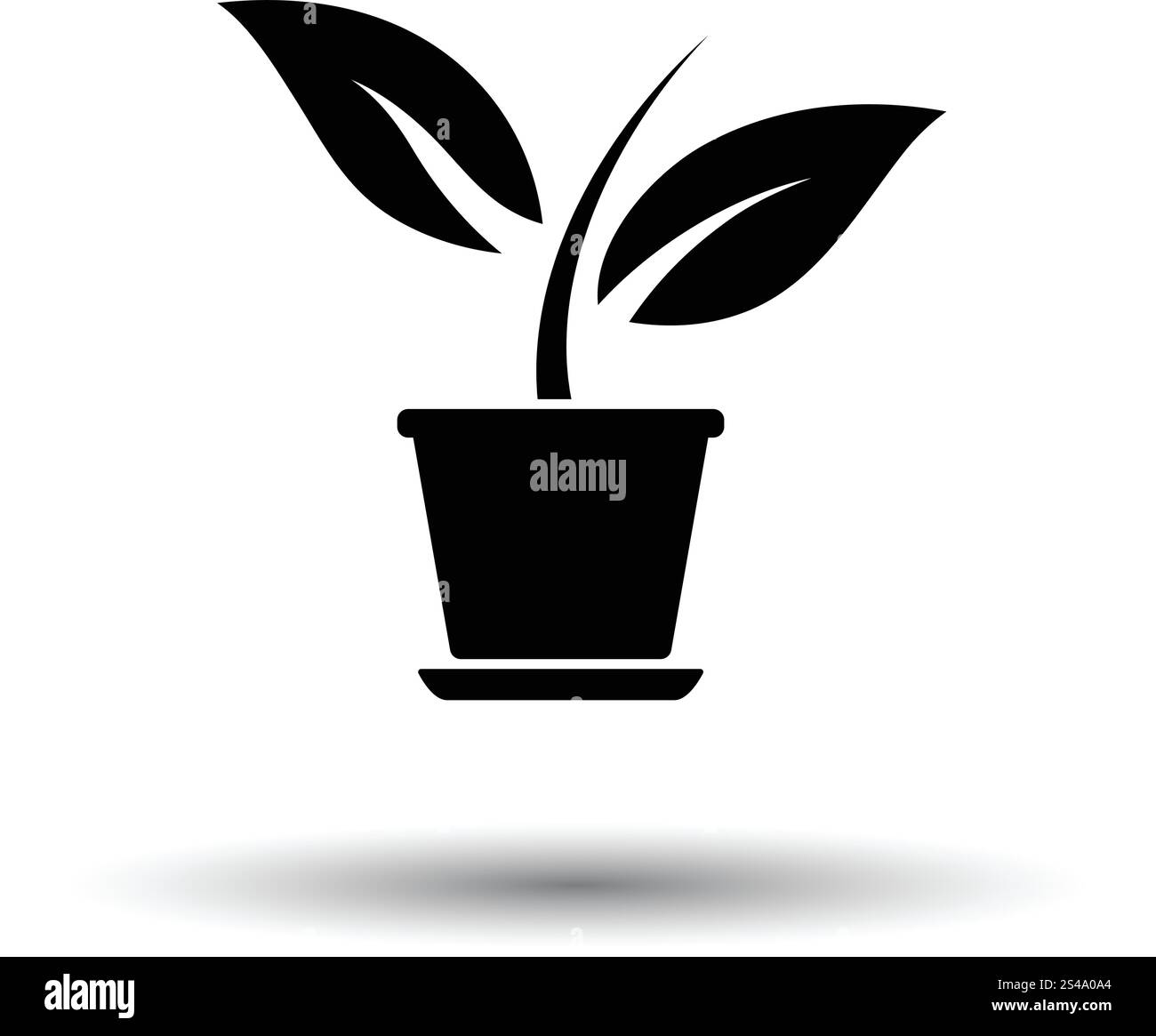Plant in flower pot icon. White background with shadow design. Vector ...