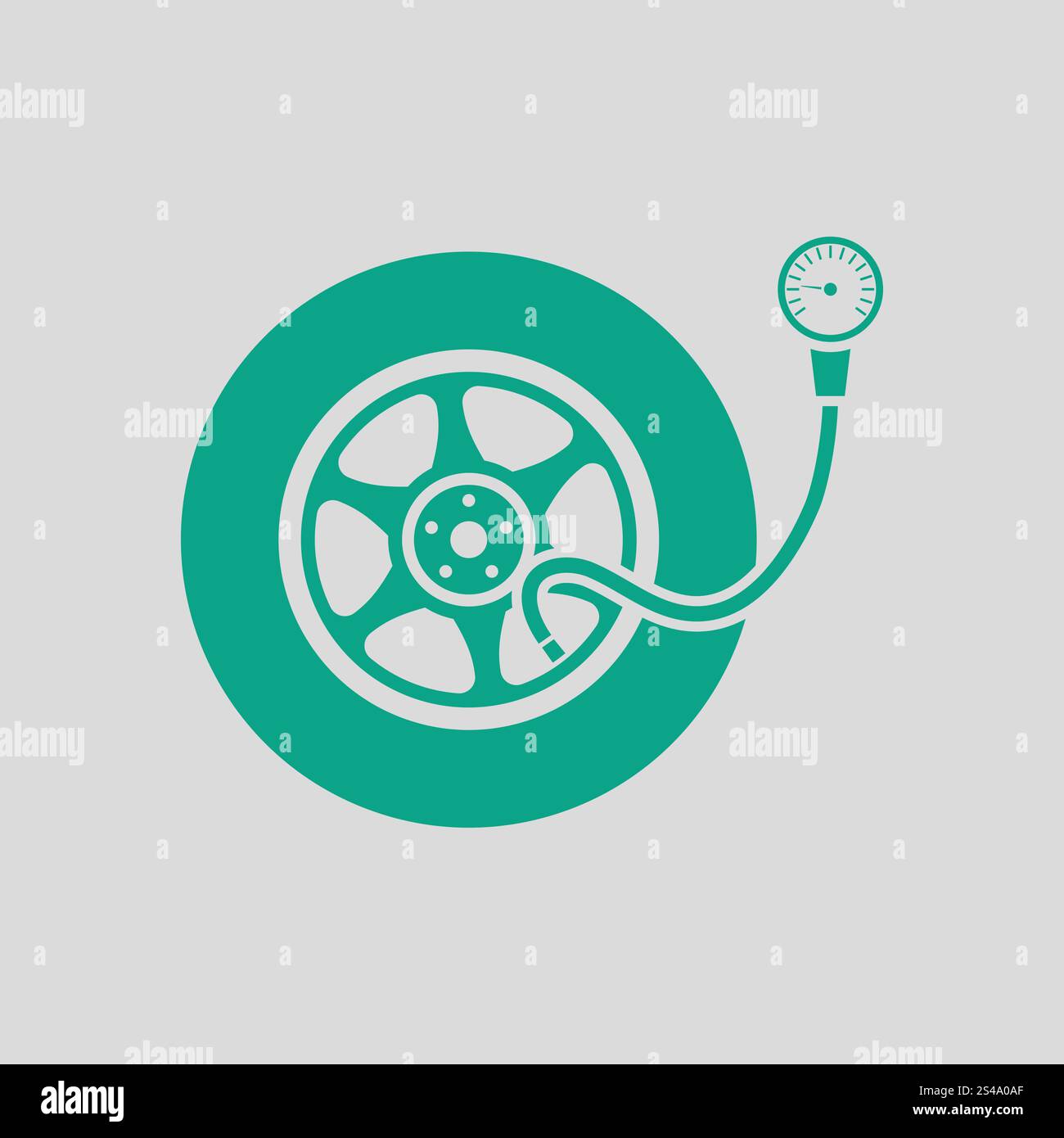Tire pressure gage icon. Gray background with green. Vector ...