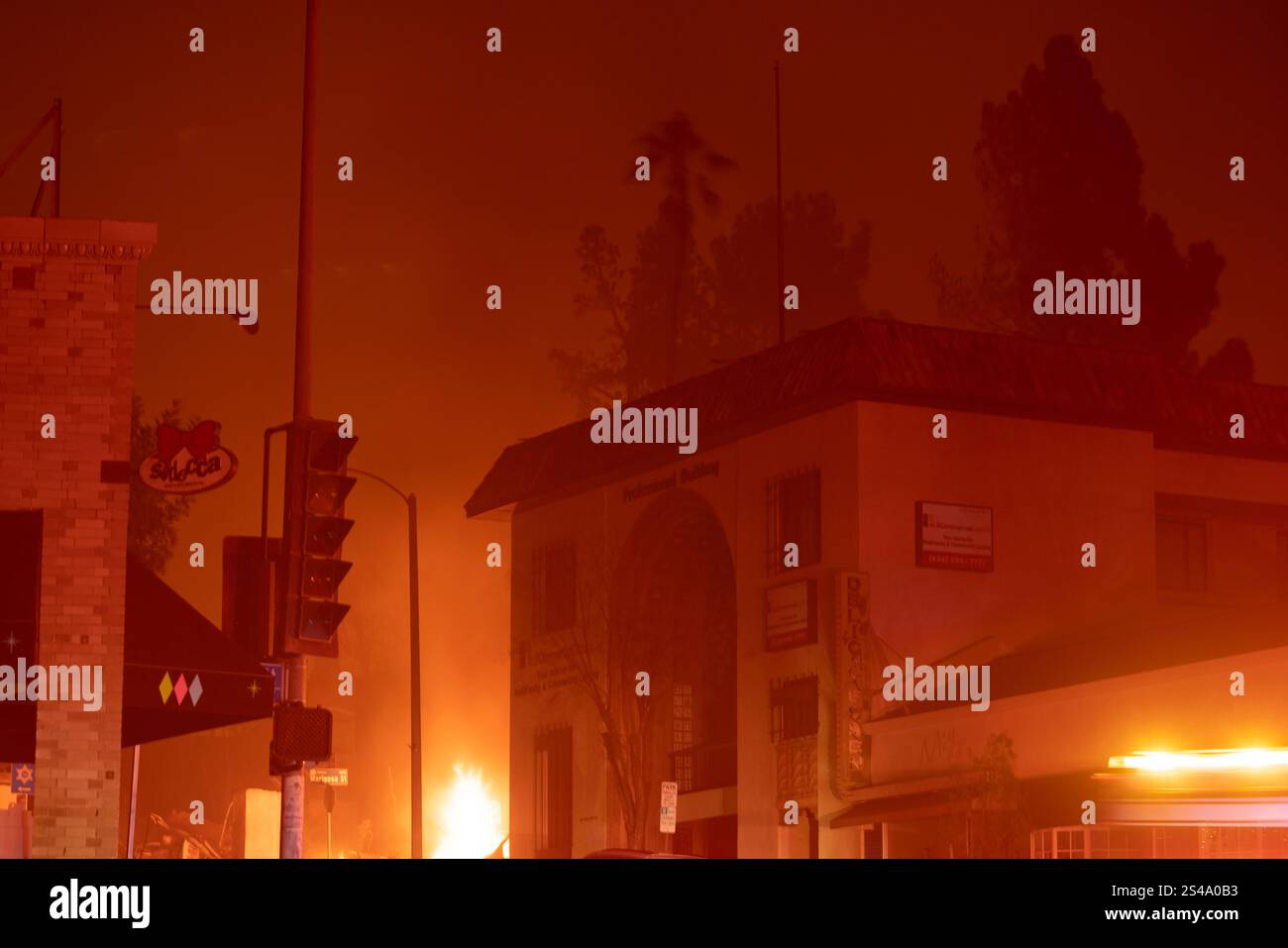 Altadena, California, USA - January 8, 2025: Aided by extreme Santa Ana ...