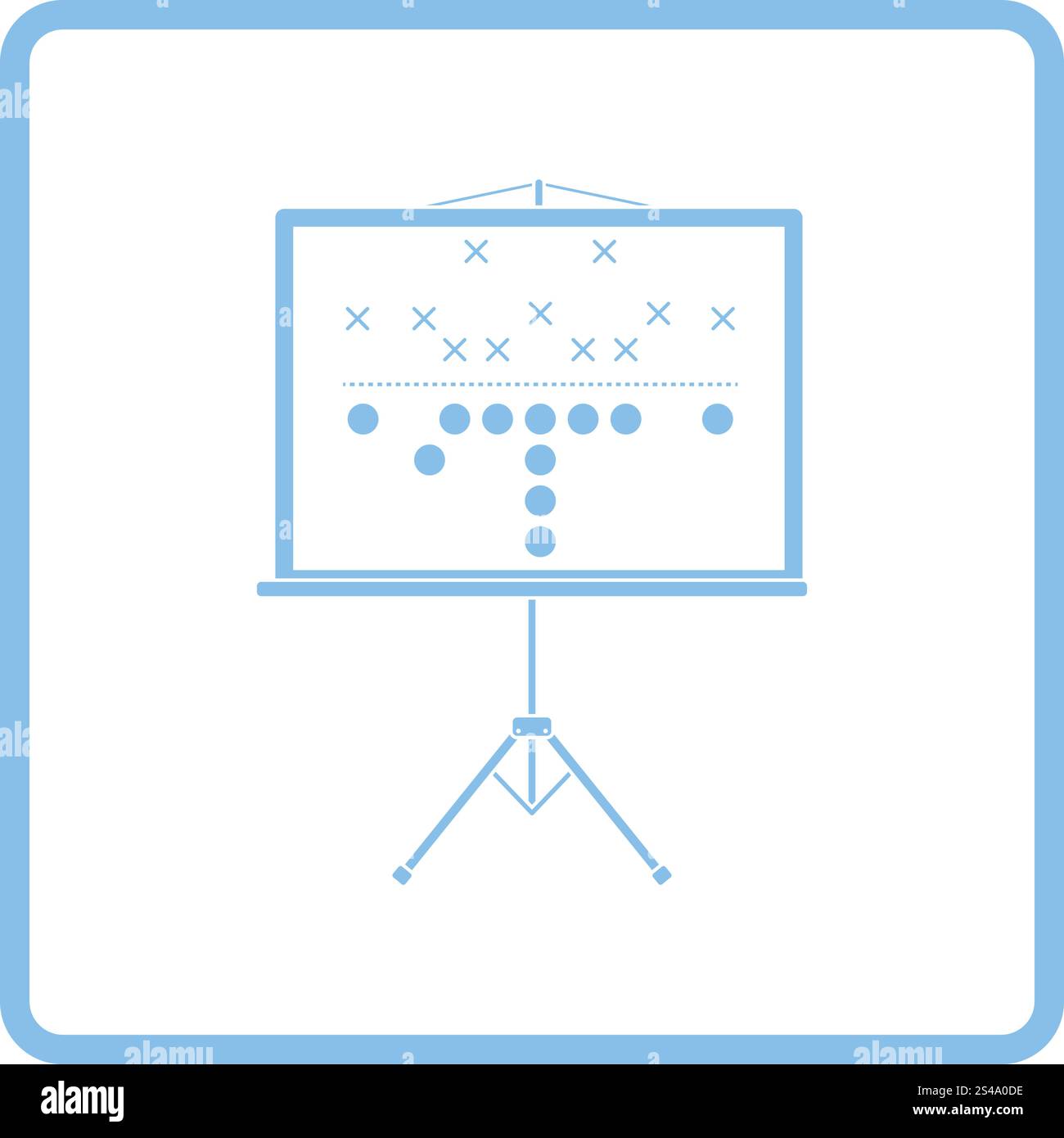 American football game plan stand icon. Blue frame design. Vector ...