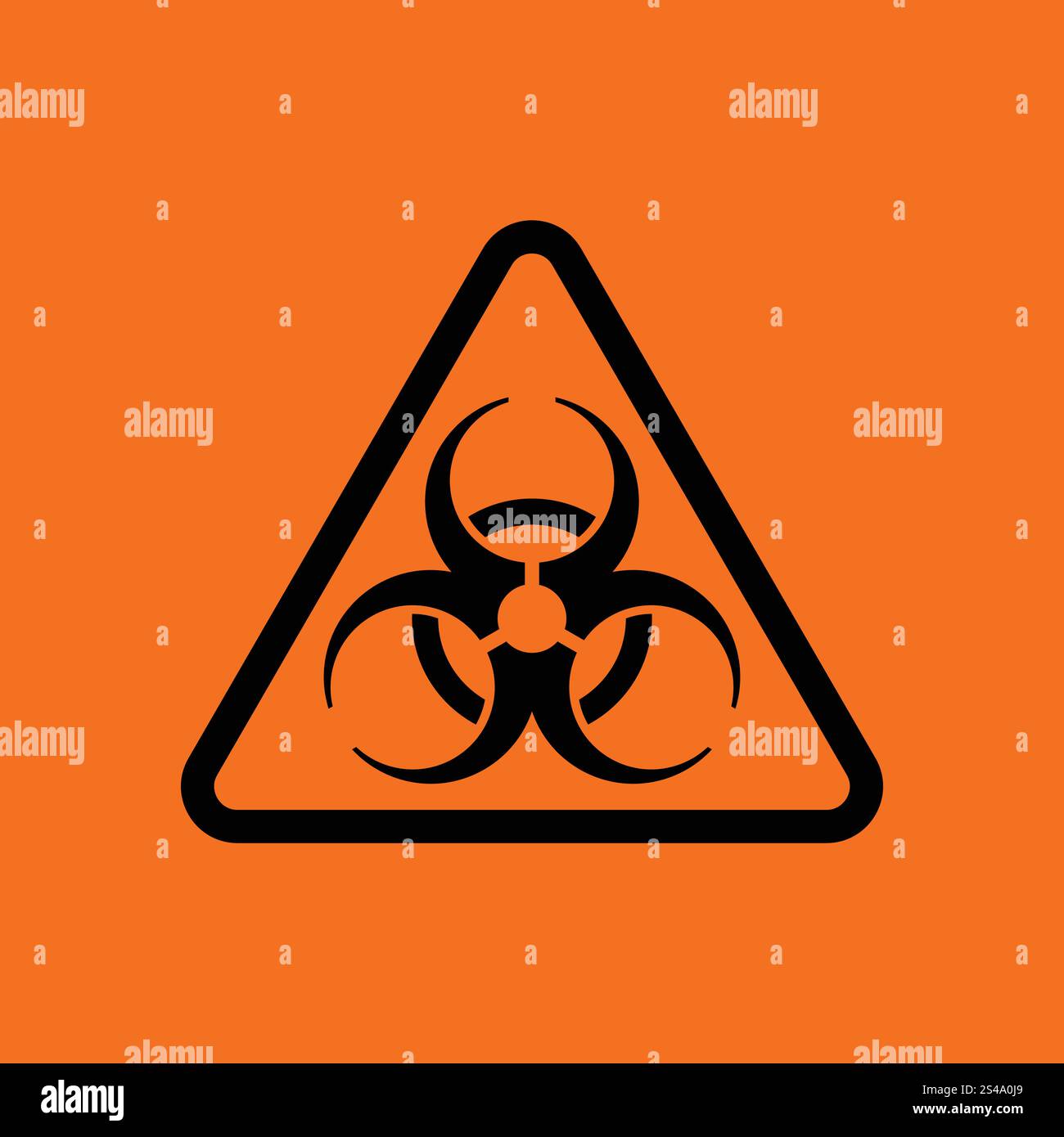 Icon of biohazard. Orange background with black. Vector illustration ...