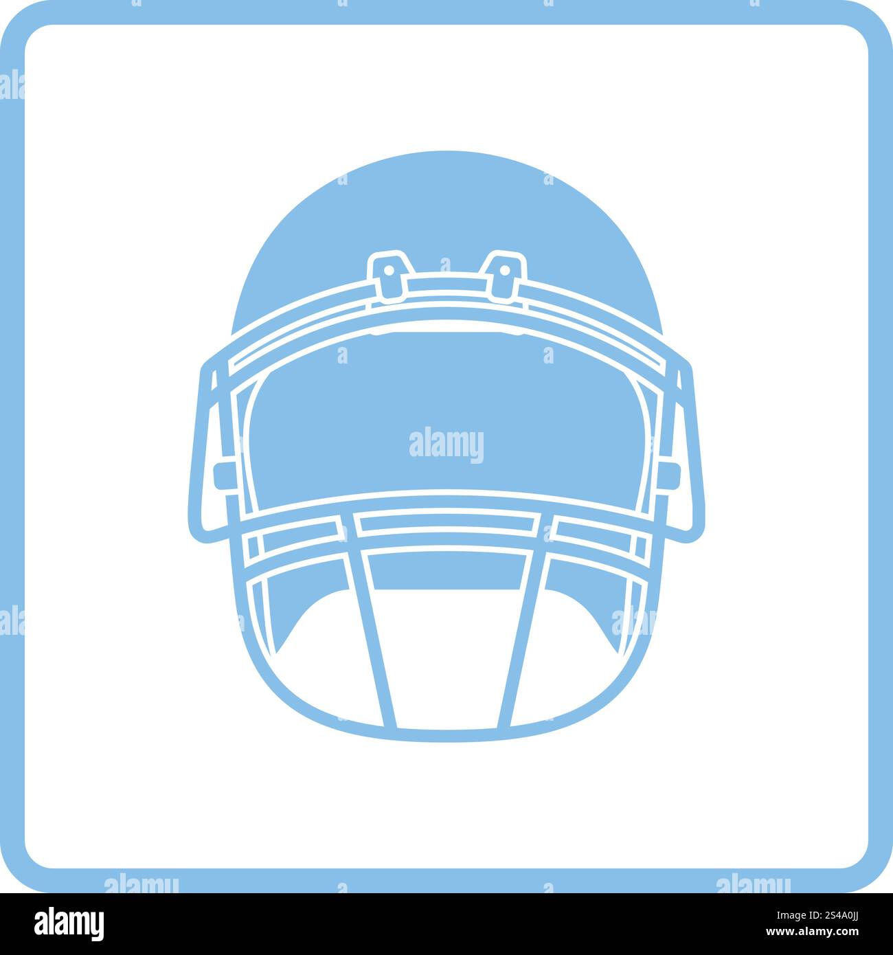 American football helmet icon. Blue frame design. Vector illustration ...