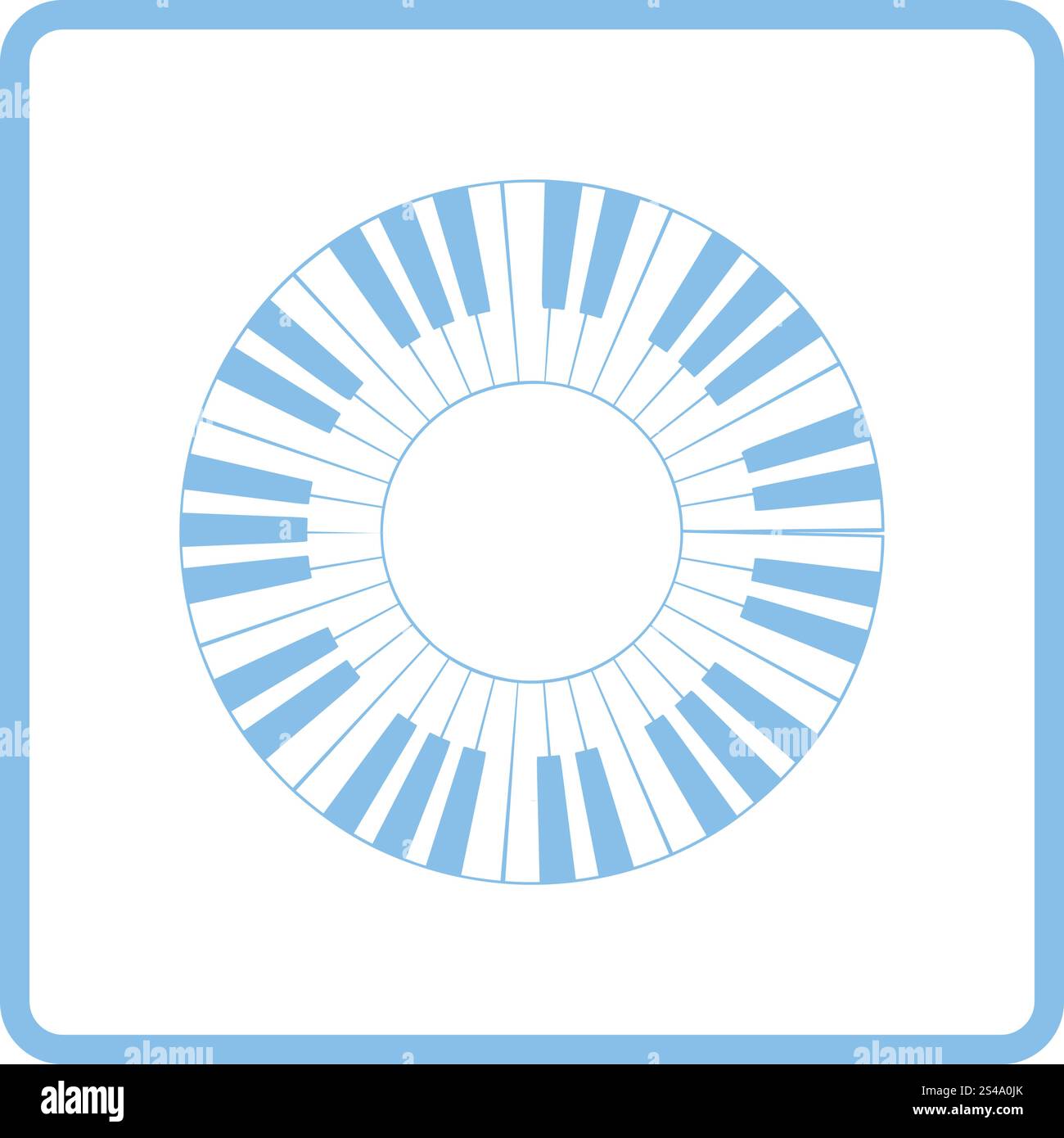Piano circle keyboard icon. Blue frame design. Vector illustration ...