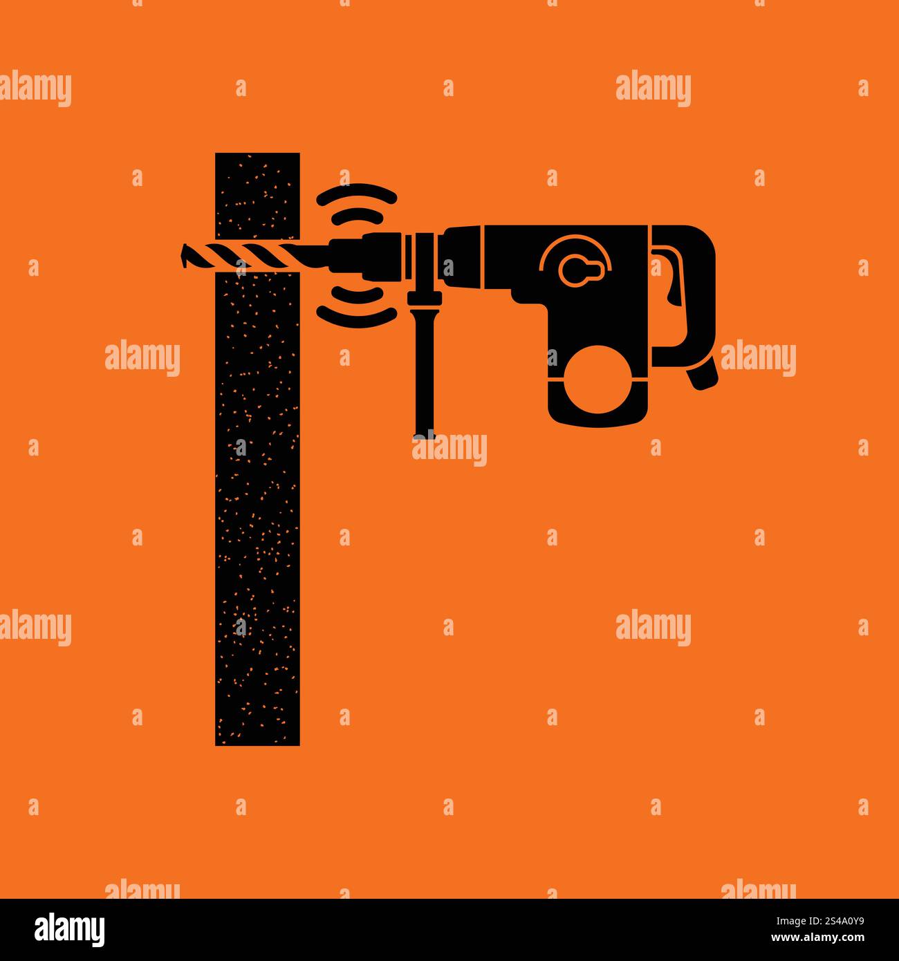 Icon of perforator drilling wall. Orange background with black. Vector illustration Stock Vector ...