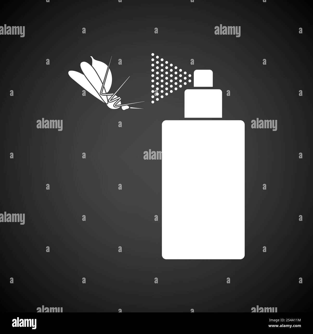 Mosquito spray icon. Black background with white. Vector illustration ...